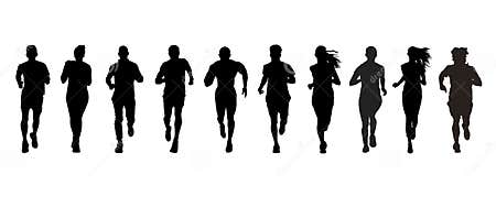 Silhouette Runner Front View Vector Illustration Isolated on White ...