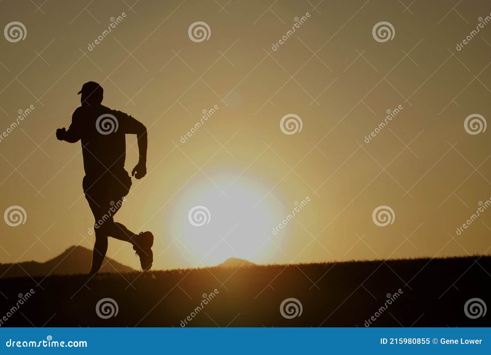 Silhouette Runner at Sunset Stock Image - Image of silhouette, person ...
