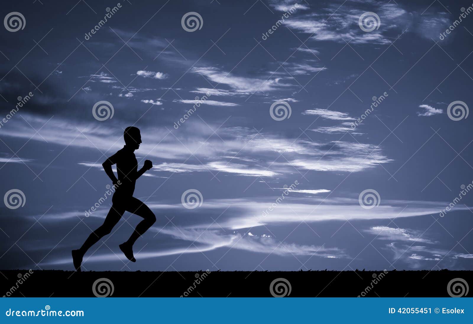 Silhouette of running man. stock image. Image of race - 42055451