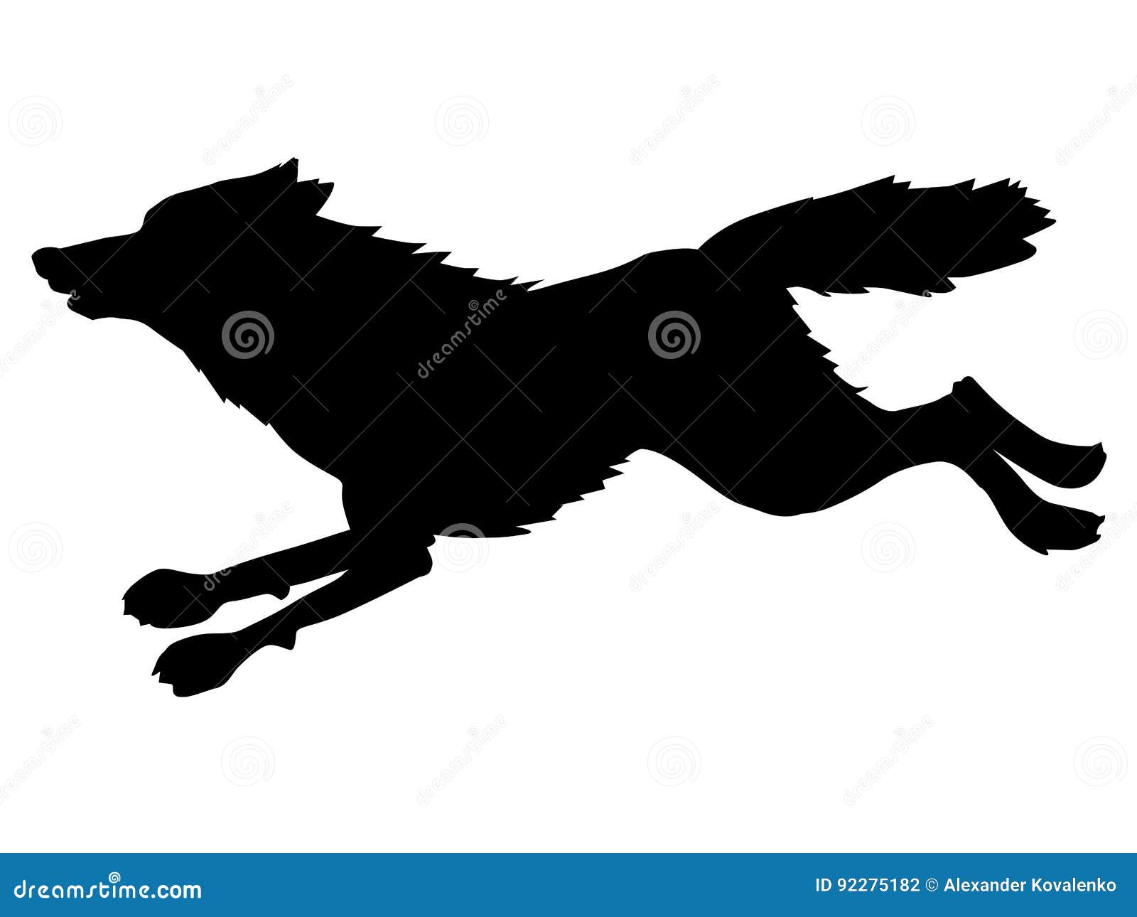 Silhouette of running wolf stock illustration. Illustration of series ...