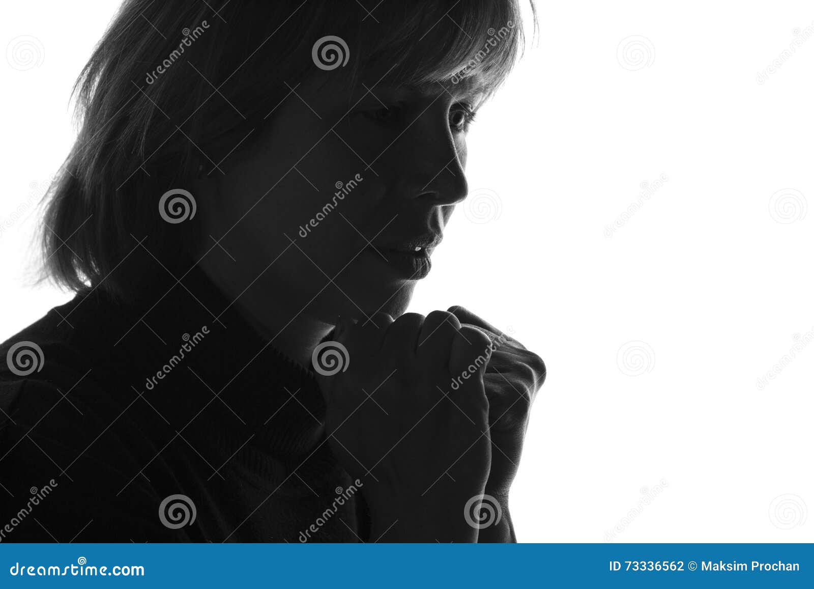 Silhouette of a Sad Pensive Woman Stock Photo - Image of expressing ...