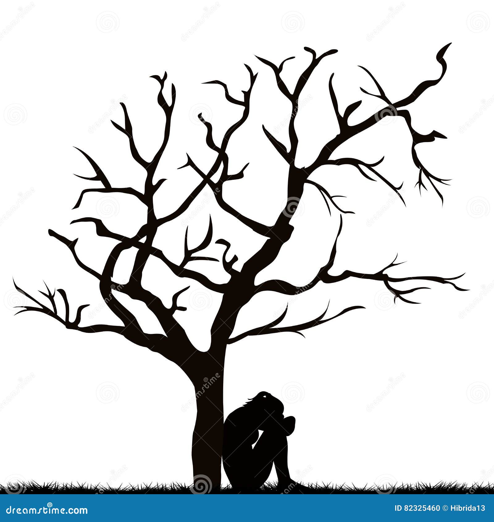 Leafless Tree Silhouette On White Background. Naked Winter Tree. Fine ...