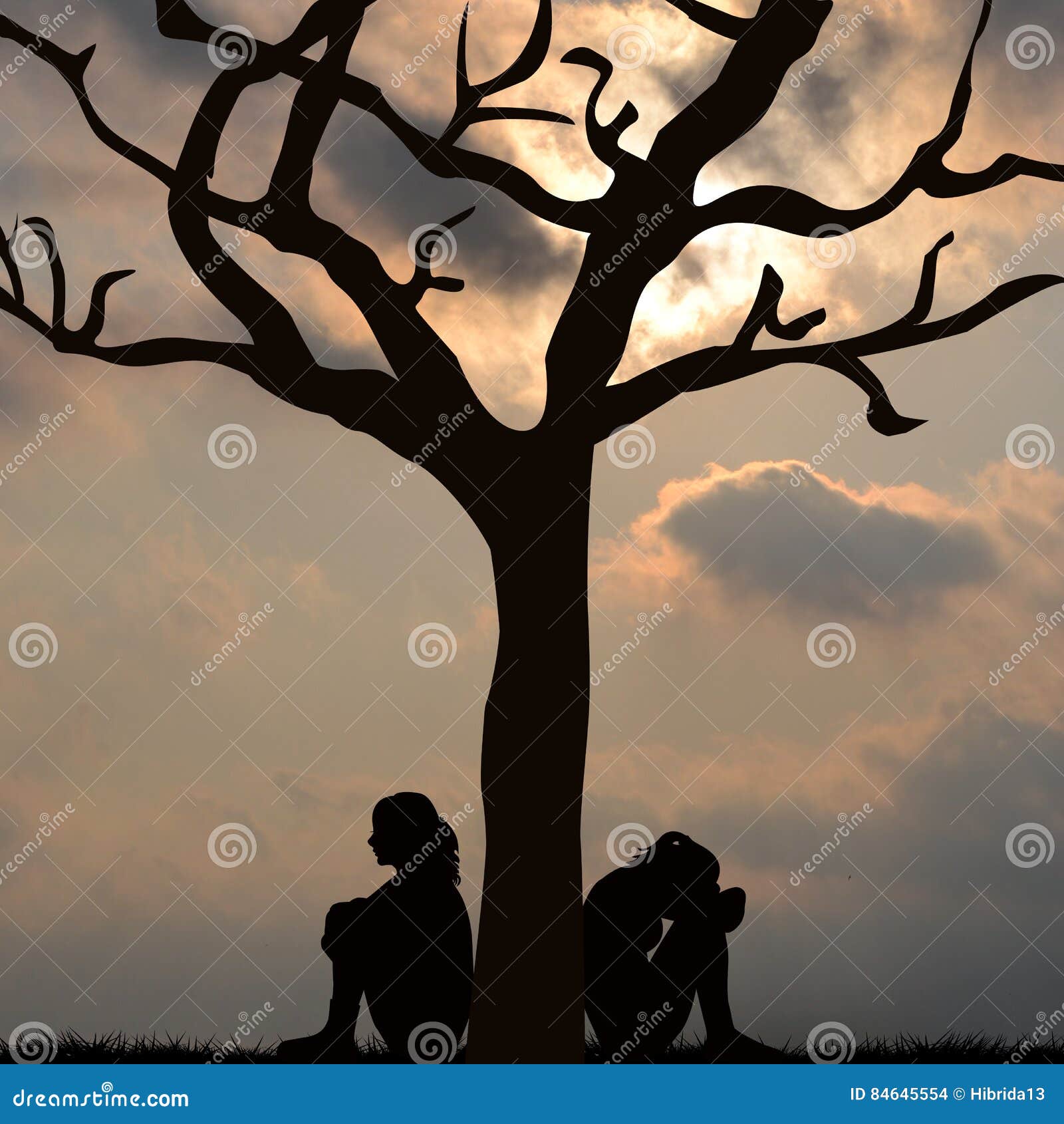 Couple Sitting Under Tree Silhouette Stock Photos - Download 58 Royalty ...