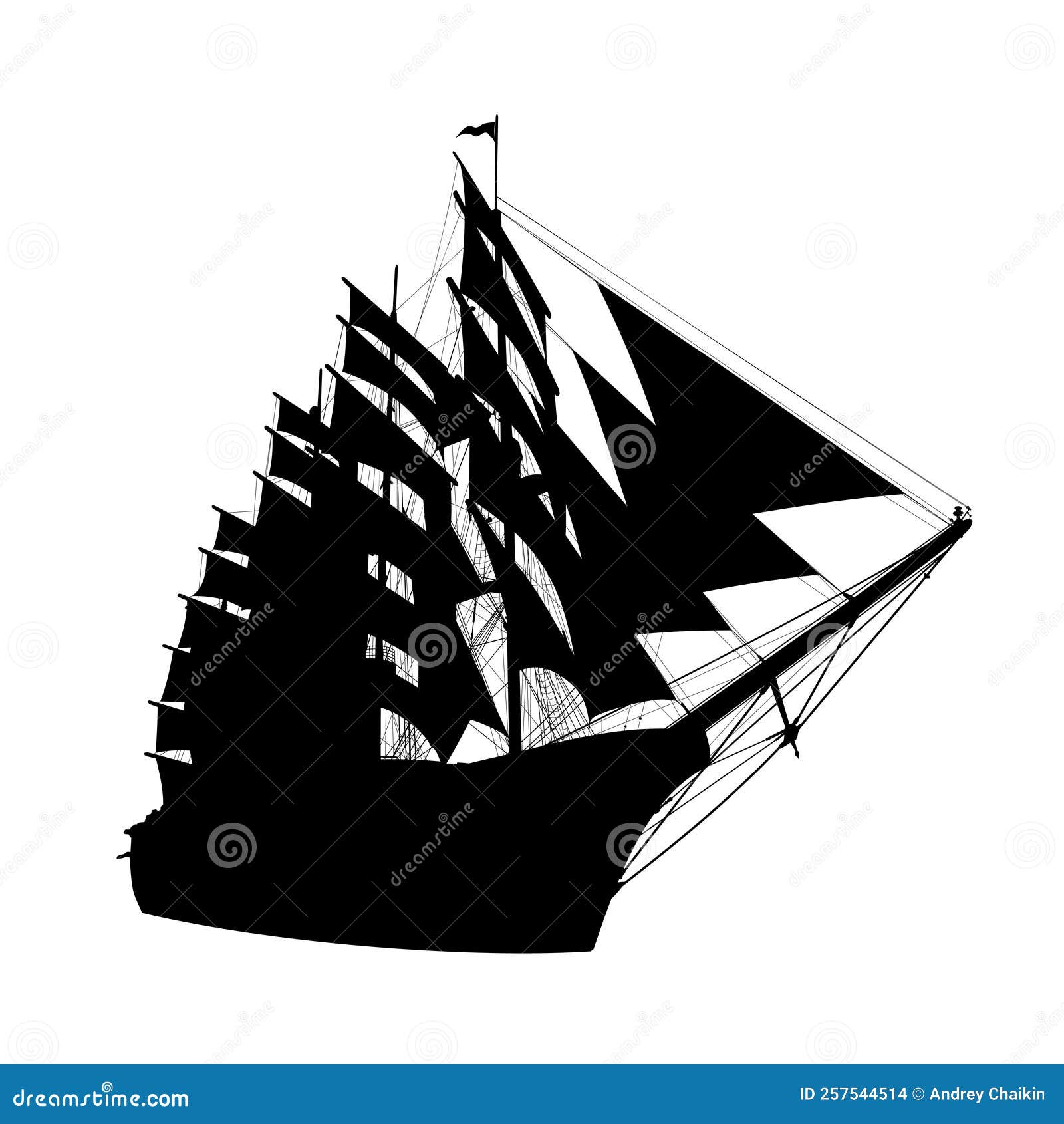 Silhouette of a Sailing Ship. Stock Vector - Illustration of shipn ...