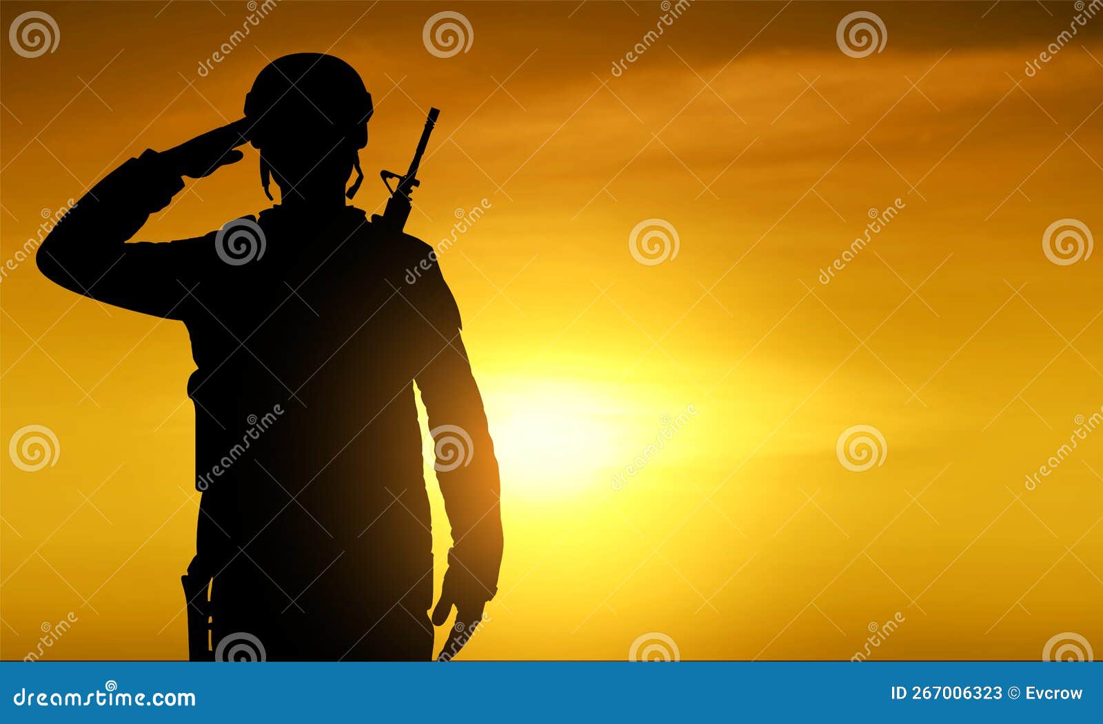 Silhouette Saluting Soldier Against the Sunset Stock Vector ...