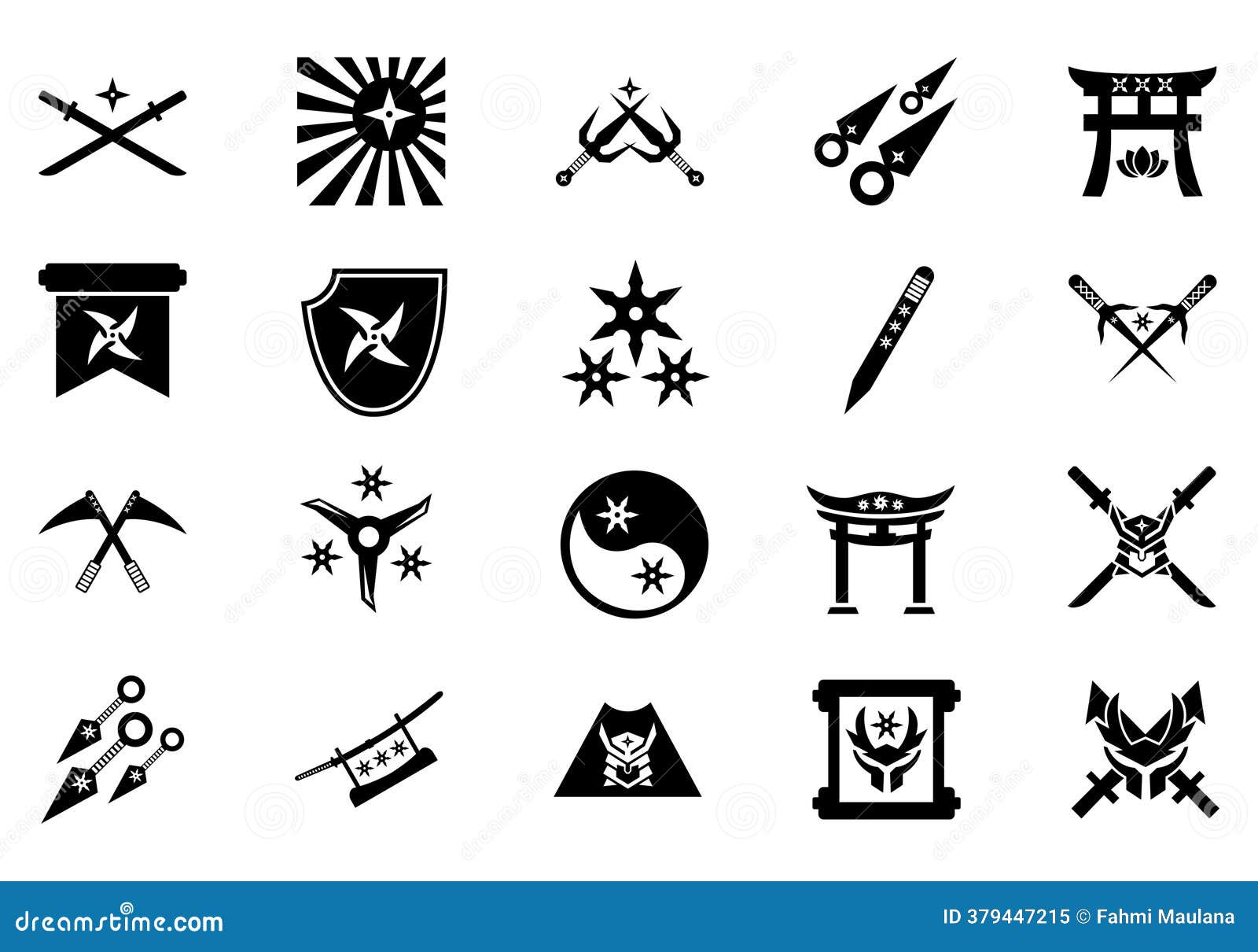 Samurai Logo Icon, Japanese Warrior In Helmet, Japan Fighter Silhouette ...