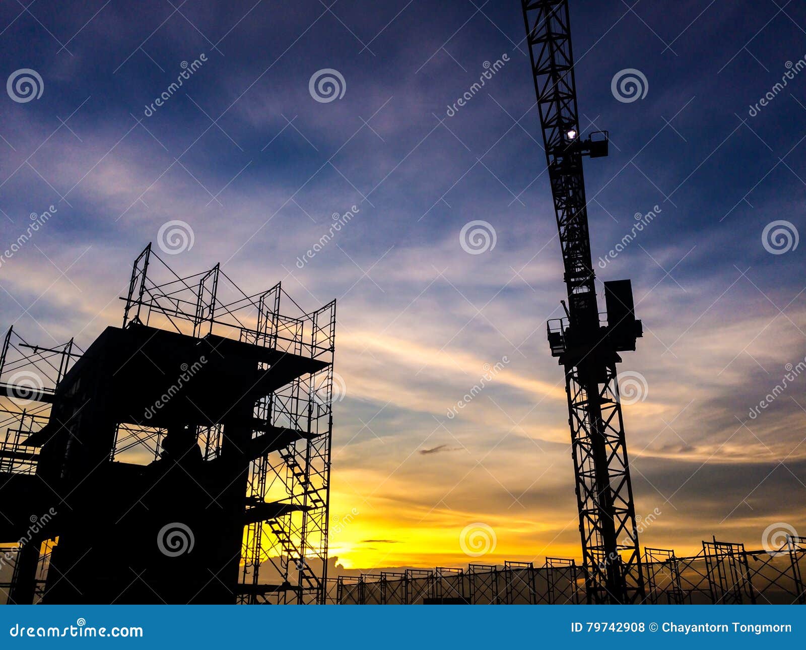 Silhouette of Scaffolding in the Construction Site Stock Photo - Image ...
