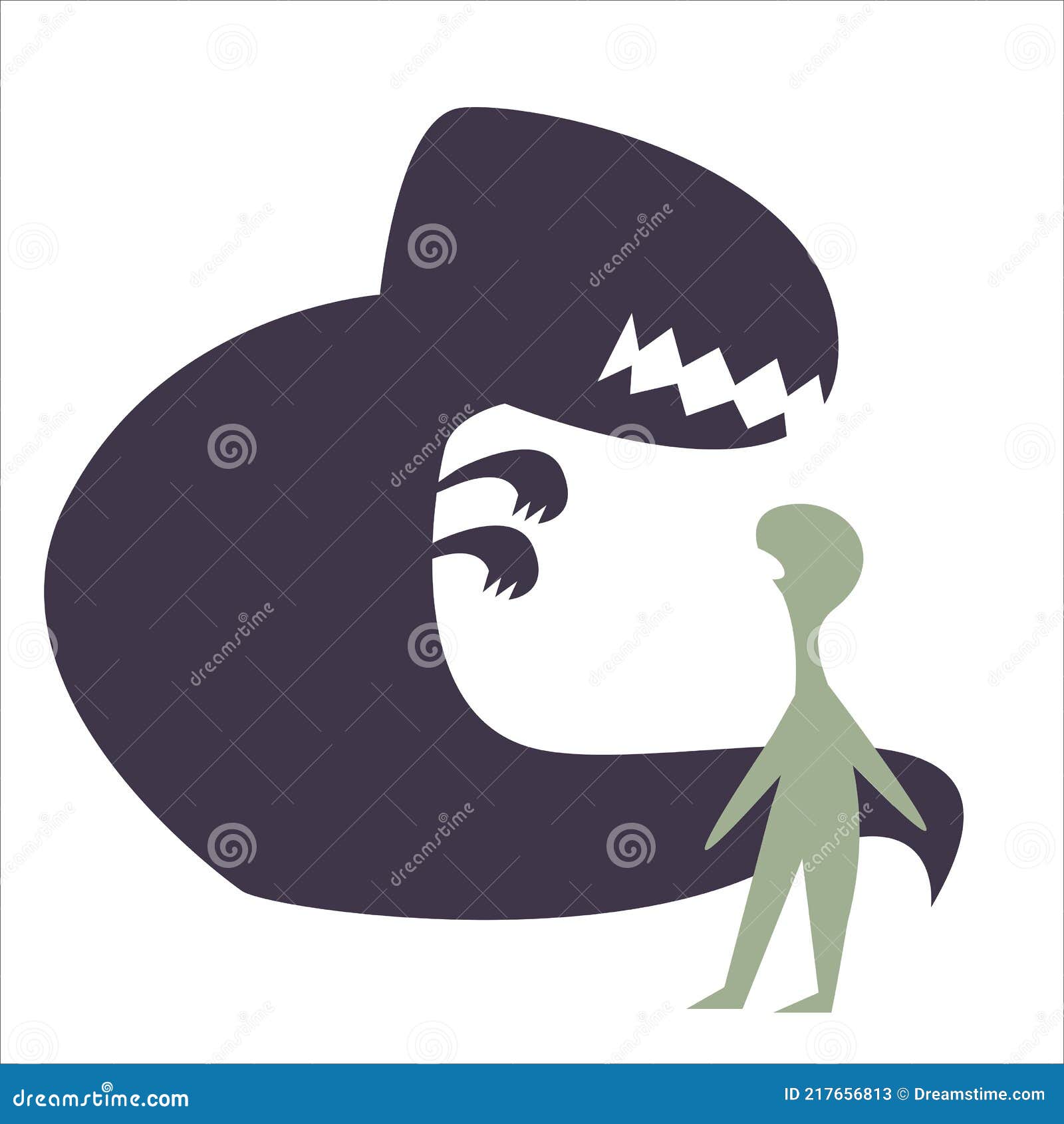 The Silhouette of a Scary Monster and a Man in Horror. the Concept of ...