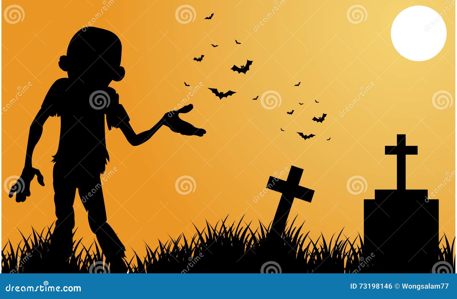 Scary Zombie Silhouette Side View Images Vector Illustration ...