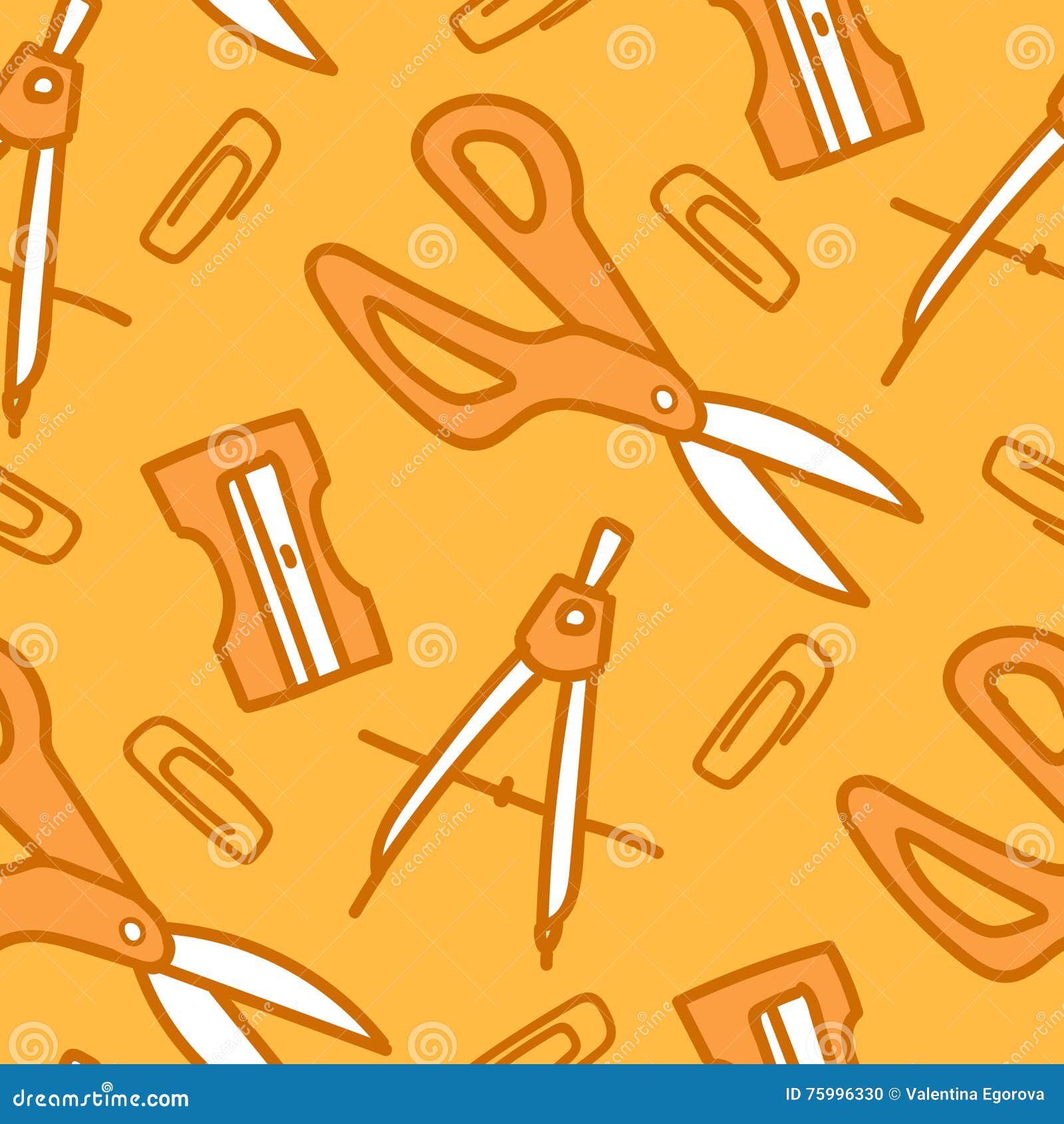 Silhouette Scissors Seamless Pattern. Orange School Illustrations Stock ...