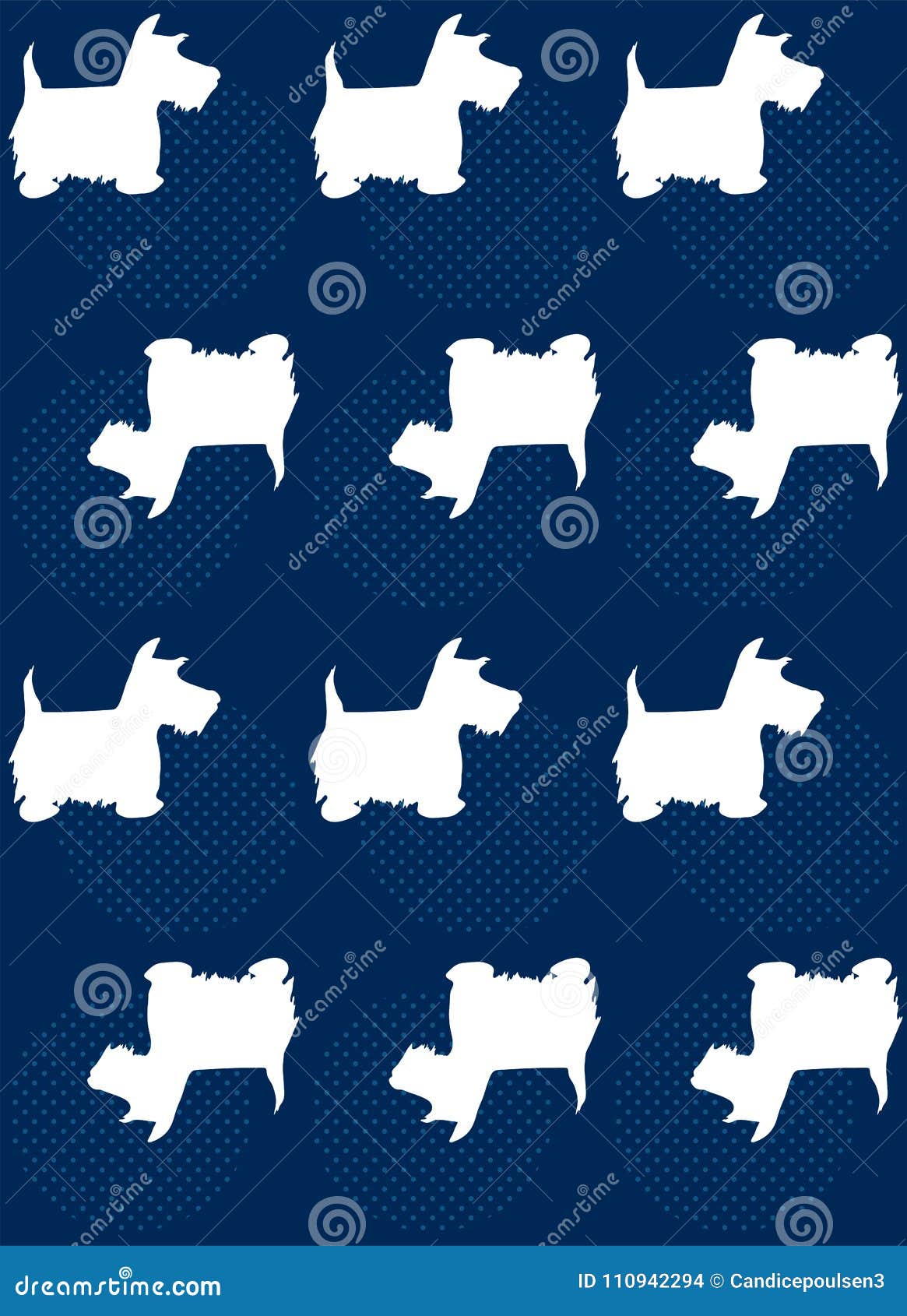 Silhouette Scottie Dogs With Patterns Repeat Pattern Vector ...