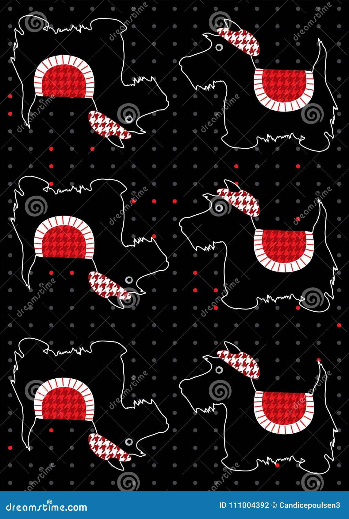 Silhouette Scottie Dogs With Patterns Repeat Pattern Vector ...