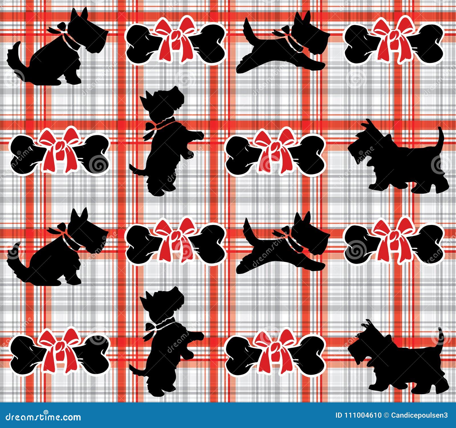 Silhouette Scottie Dogs With Patterns Repeat Pattern Vector ...