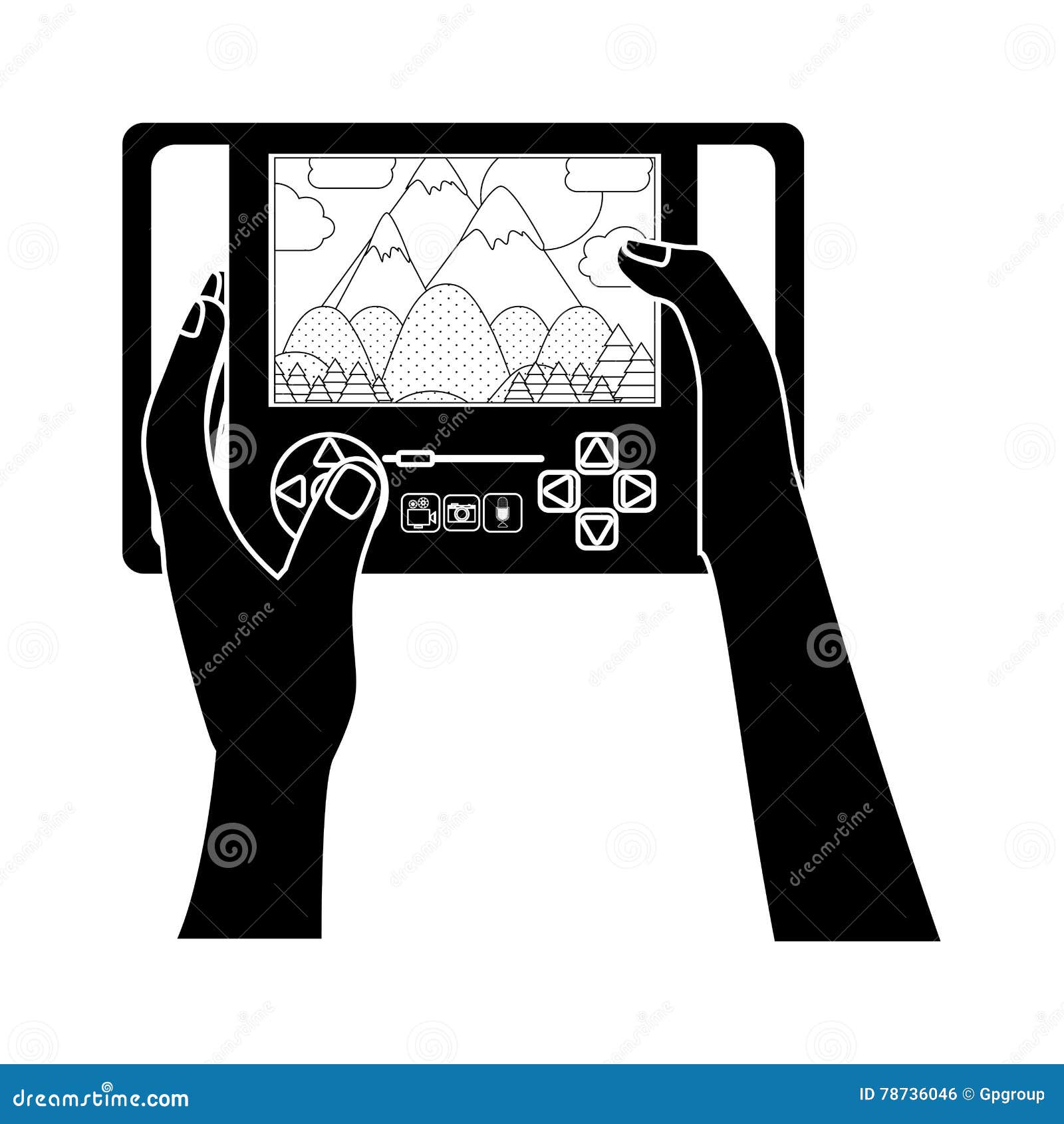 Silhouette Screen Remote Control for Drones with Hands Stock Vector ...