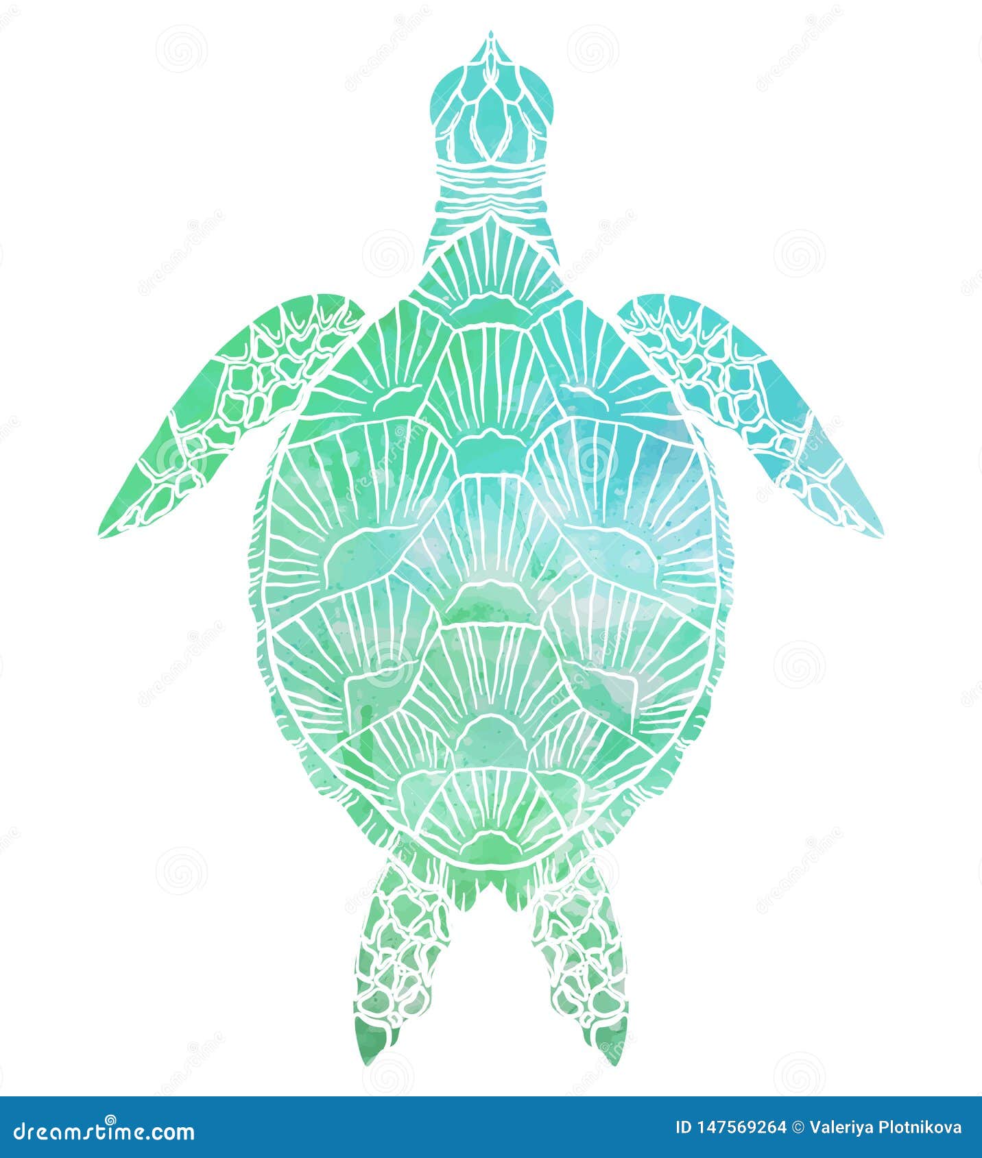 Sea Turtle Turquoise Oceanlife Cartoon Vector Art | CartoonDealer.com ...