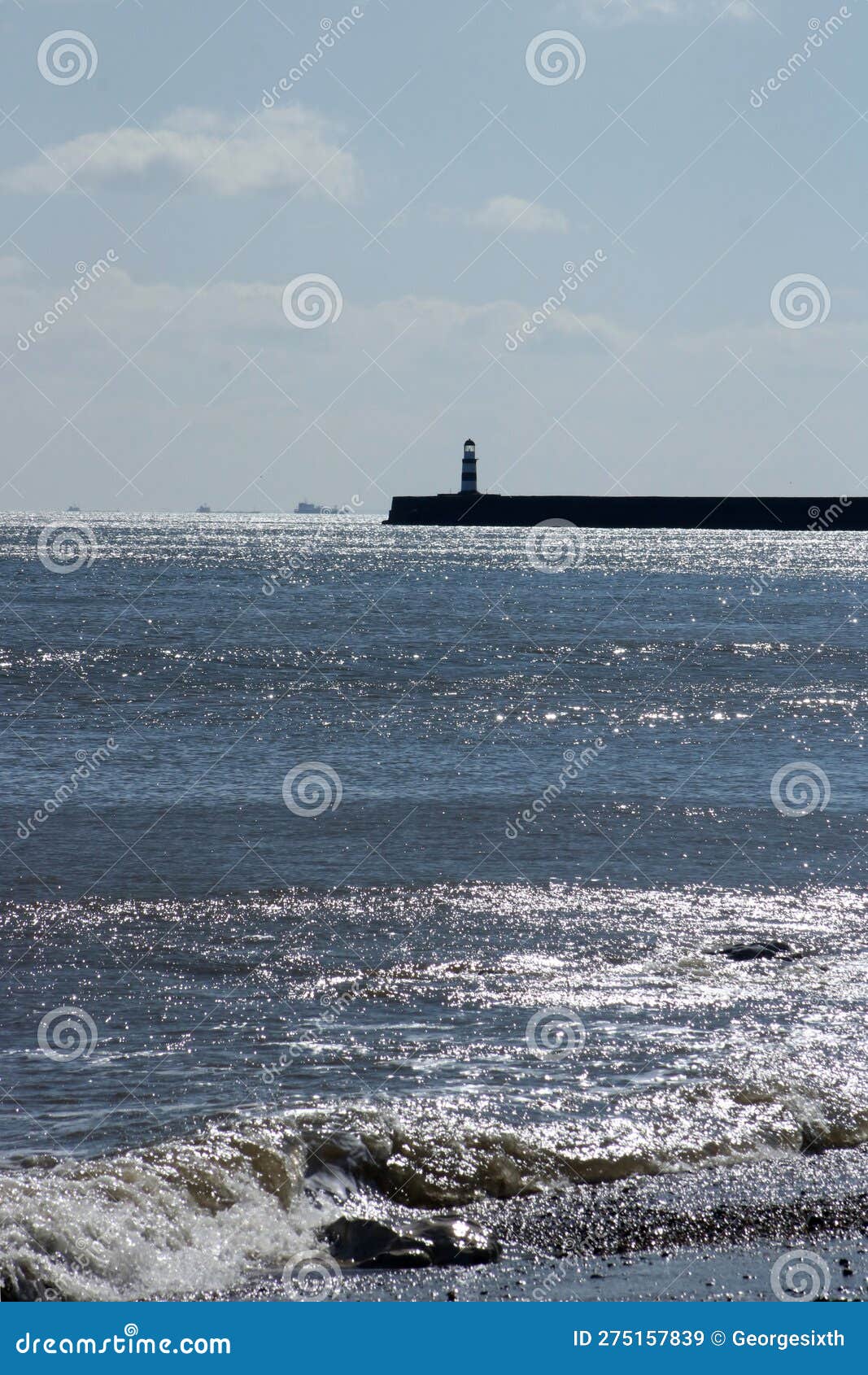 Silhouette Seaham Lighthouse, County Durham Stock Image - Image of ...