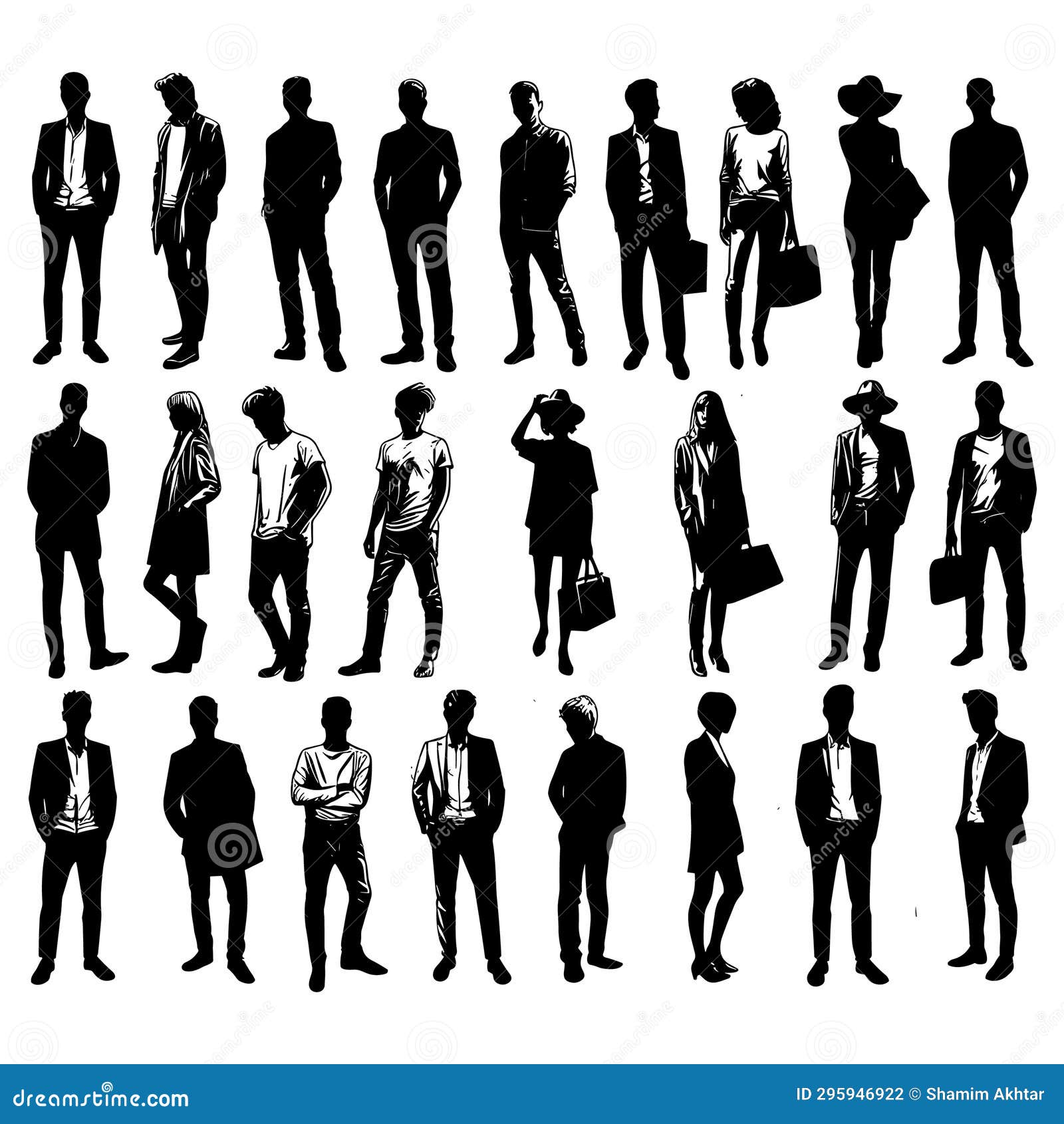 Silhouette Set of Adult People Design Stock Illustration - Illustration ...