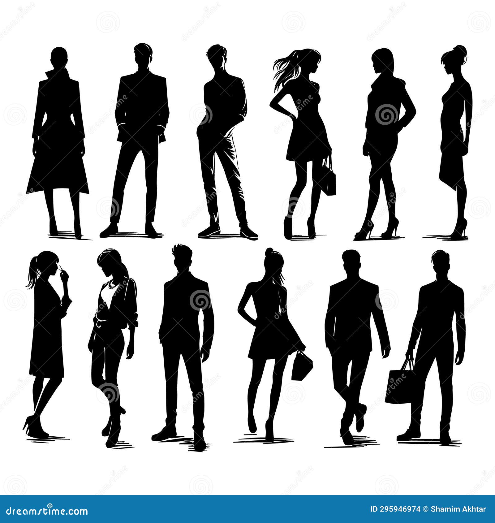 Silhouette Set of Adult People Design Stock Illustration - Illustration ...