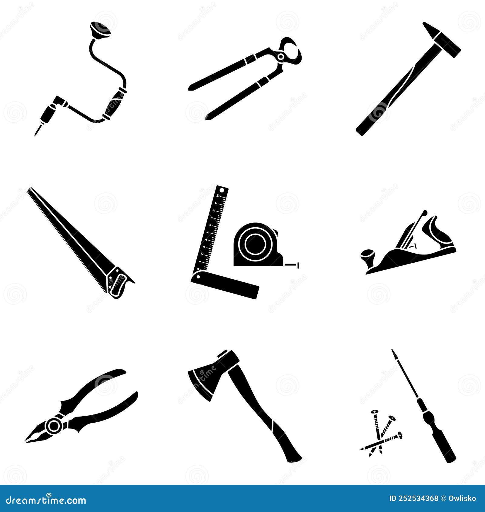 Silhouette Set of Carpentry Tools for Work of Carpenter Stock Vector ...