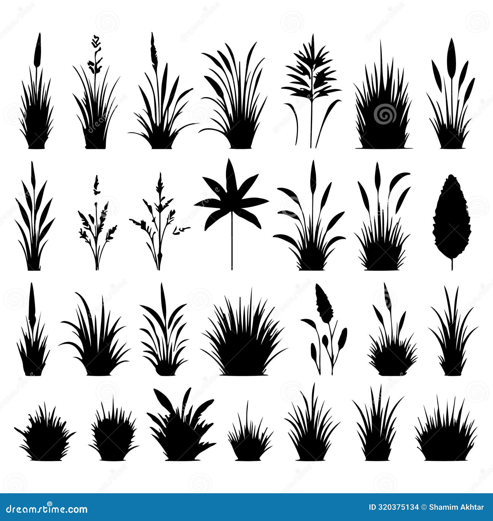 Silhouette Set of Grass. Vector Isolated Illustration Stock Vector ...
