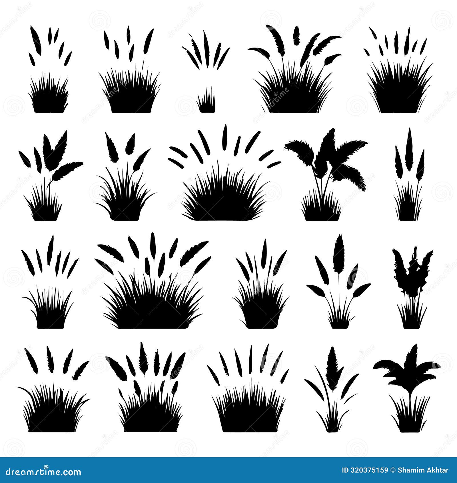 Silhouette Set of Grass. Vector Isolated Illustration Stock Vector ...