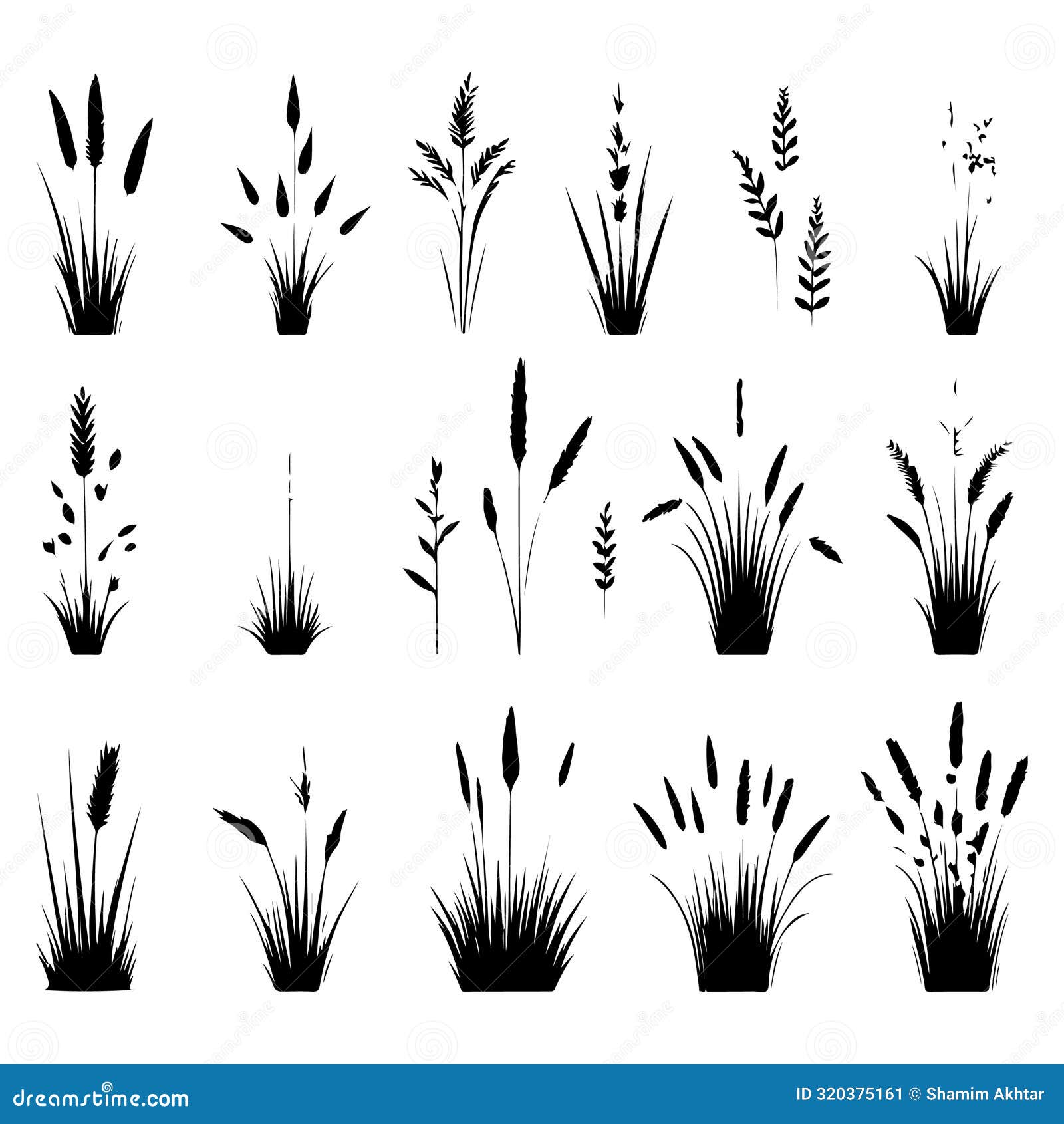 Silhouette Set of Grass. Vector Isolated Illustration Stock Vector ...