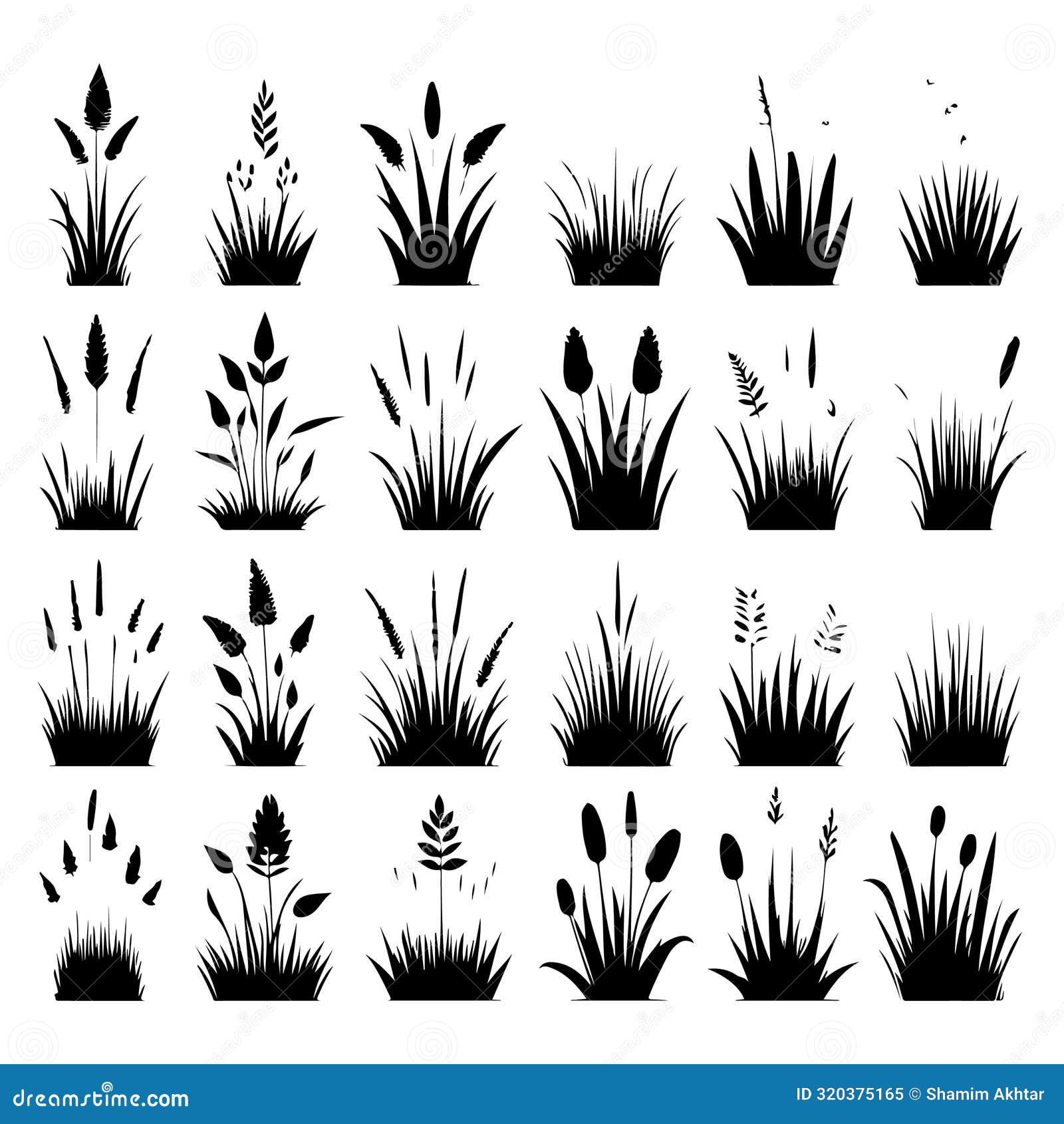Silhouette Set of Grass. Vector Isolated Illustration Stock Vector ...