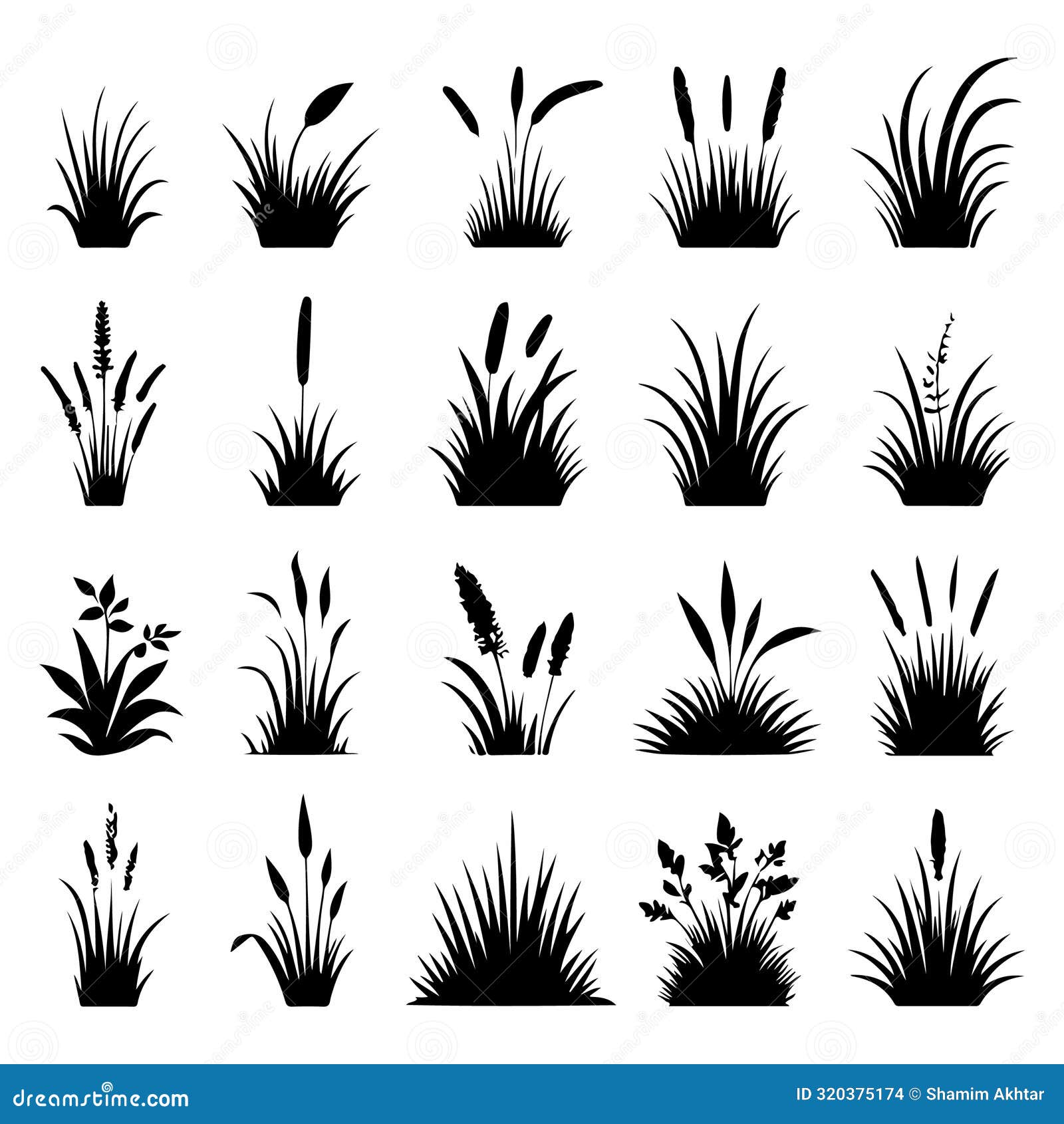 Silhouette Set of Grass. Vector Isolated Illustration Stock Vector ...