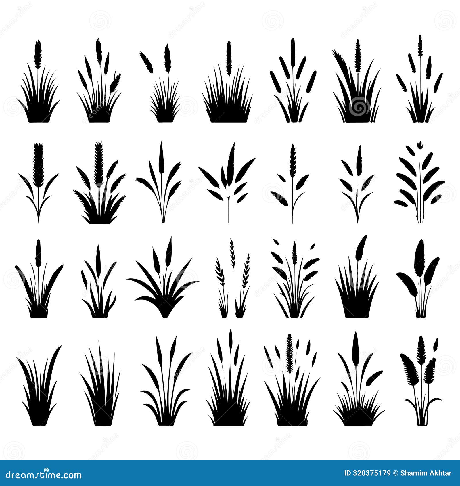 Silhouette Set of Grass. Vector Isolated Illustration Stock Vector ...