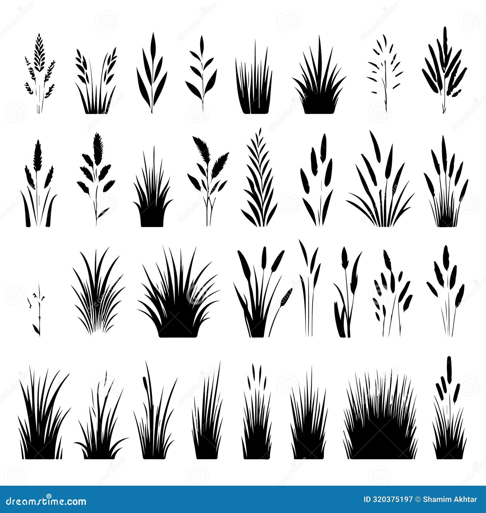 Silhouette Set of Grass. Vector Isolated Illustration Stock Vector ...