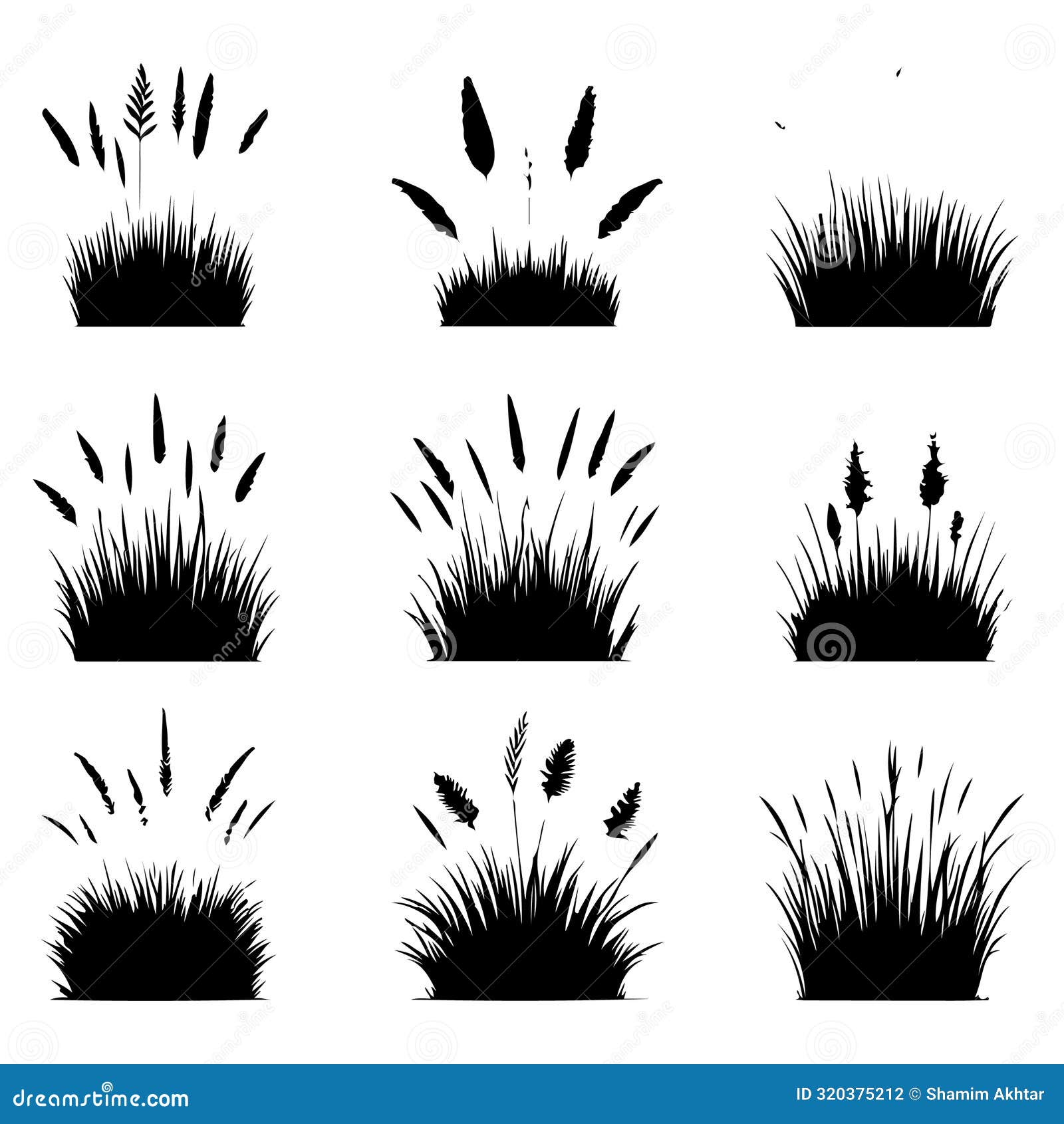 Silhouette Set of Grass. Vector Isolated Illustration Stock Vector ...