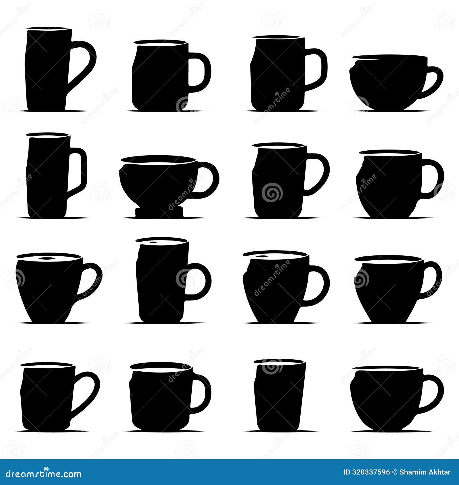 Silhouette Set of Mugs. Vector Isolated Illustration Stock Vector ...