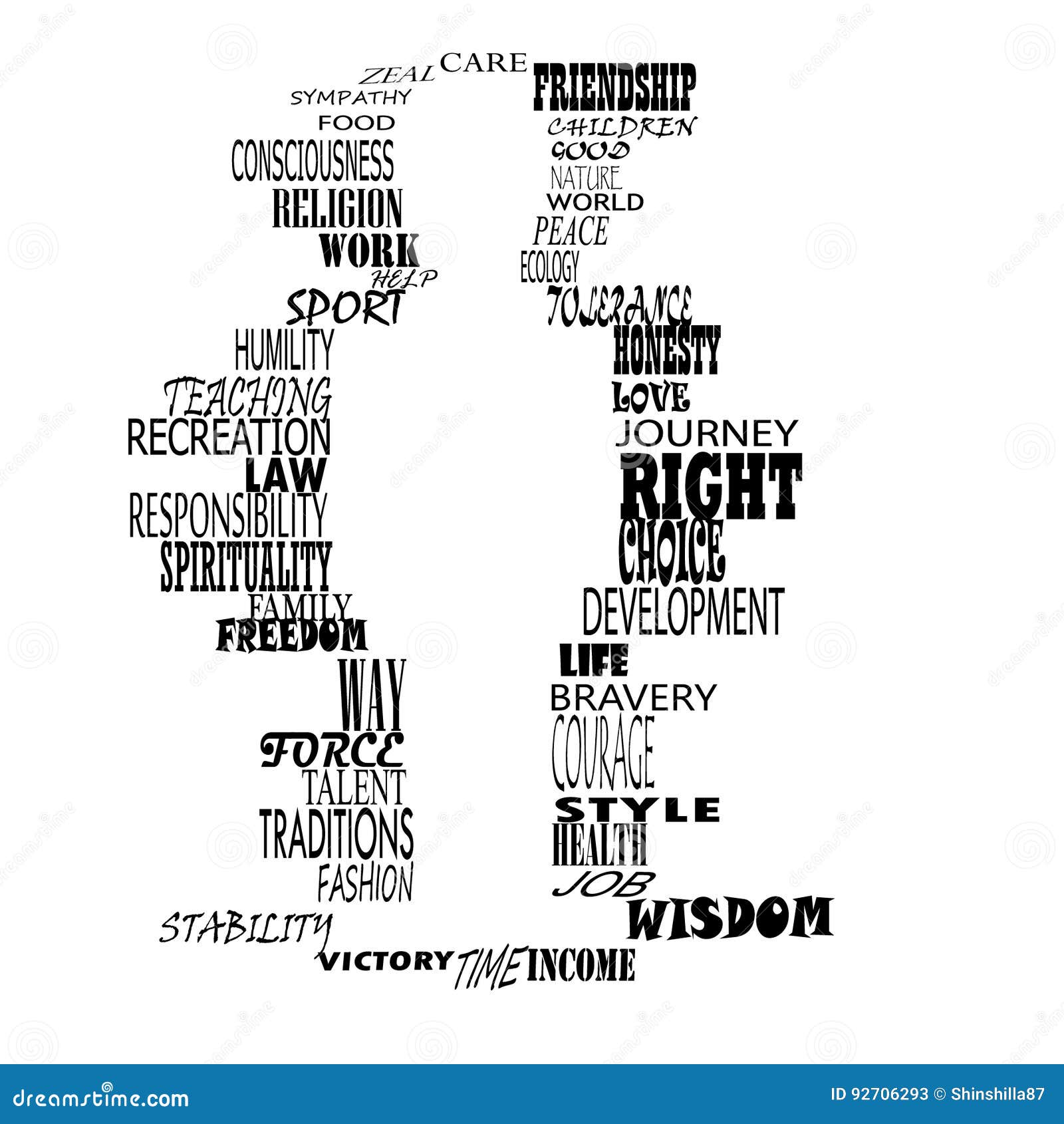 Silhouette Set of Words Typical of Human Life Stock Vector ...