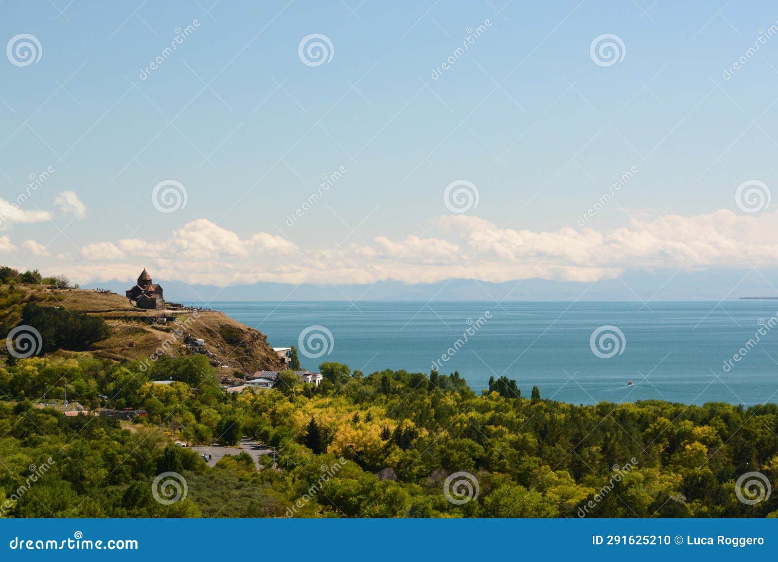 The Silhouette of Sevanavank Monastery, on Sevan Peninsula. Lake Sevan. Gegharkunik Province ...