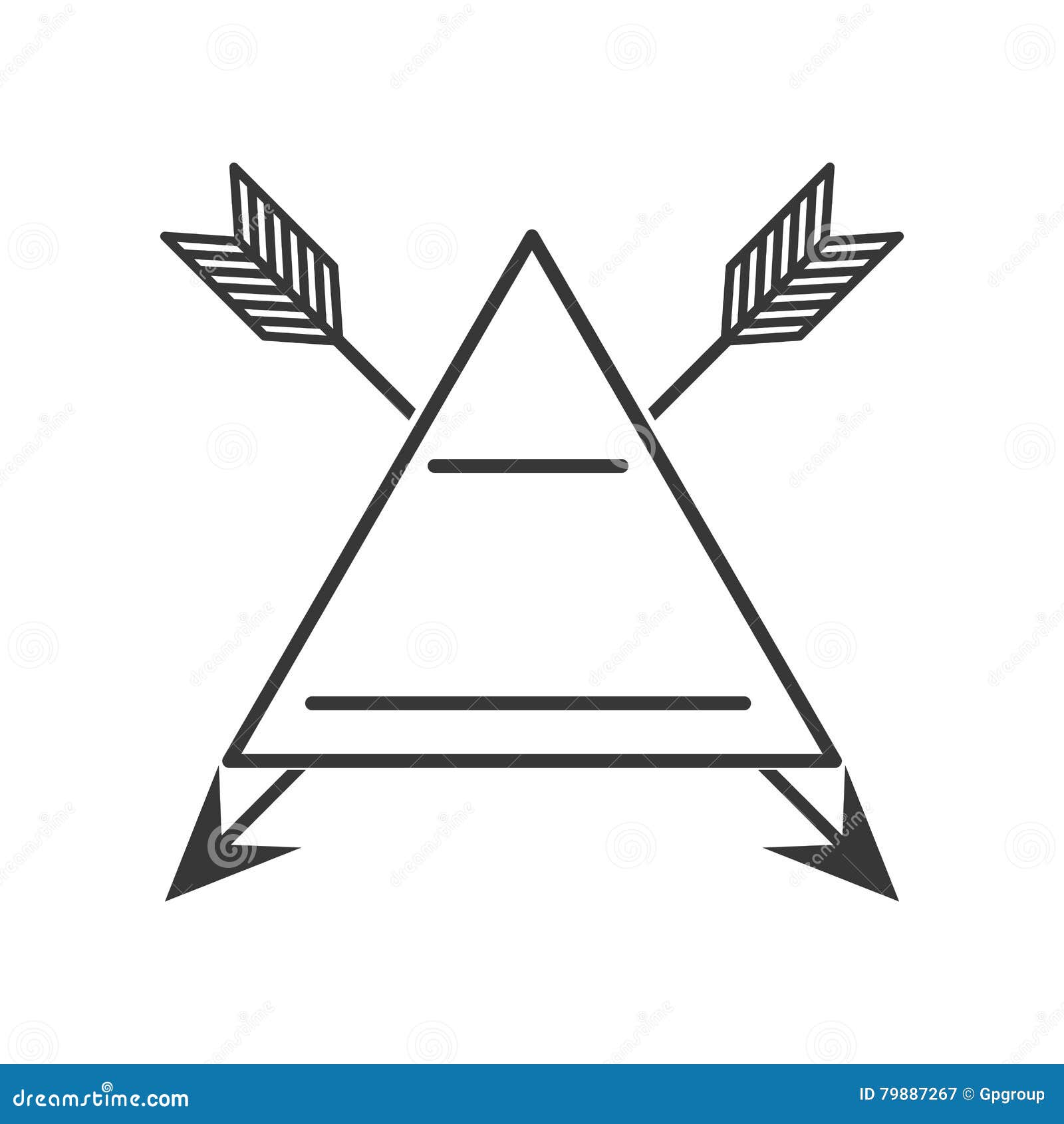 Silhouette with Shape Triangle and Arrows Stock Vector - Illustration ...