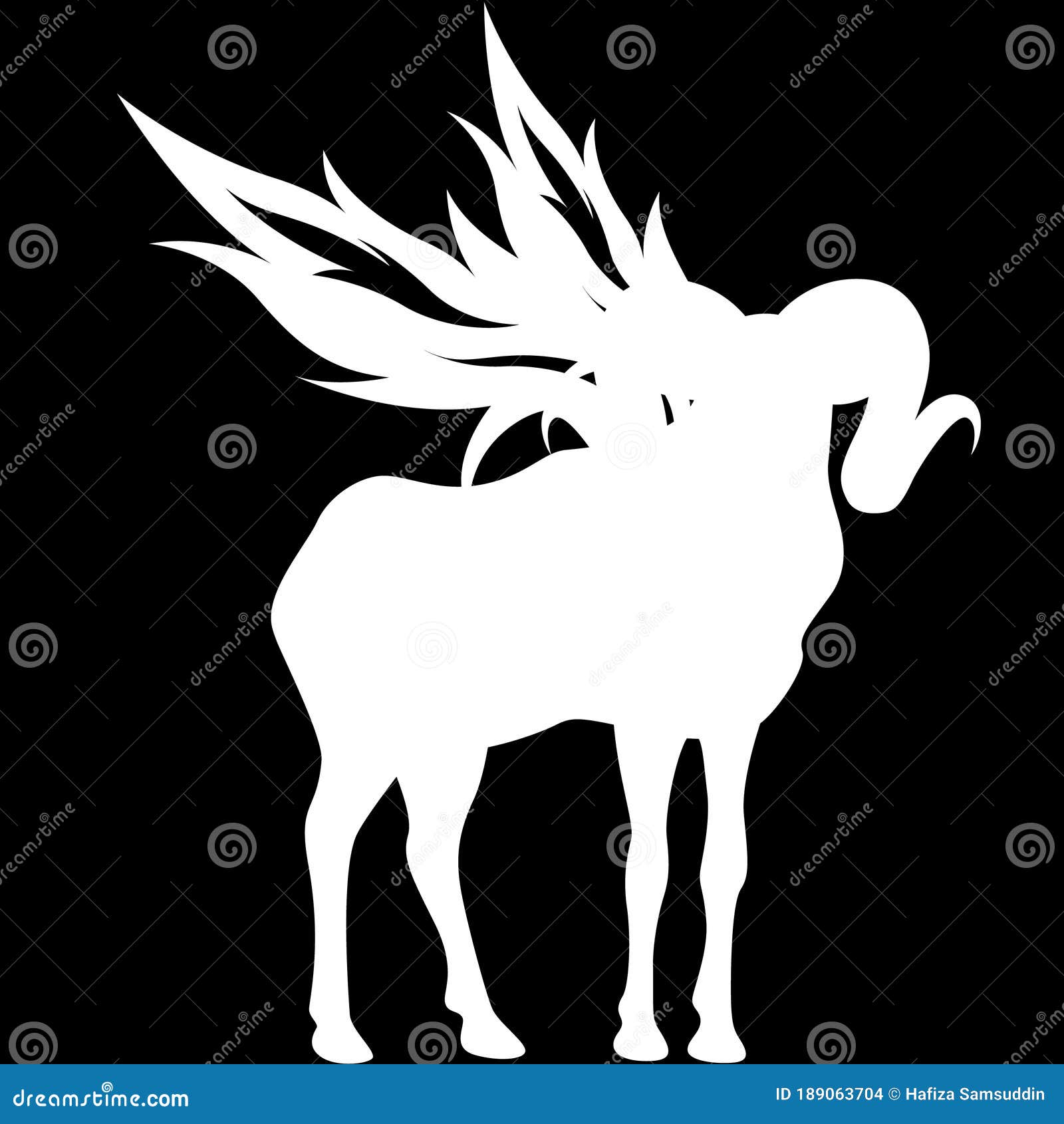 Silhouette of Sheep with Wings. Vector Illustration Decorative Design ...