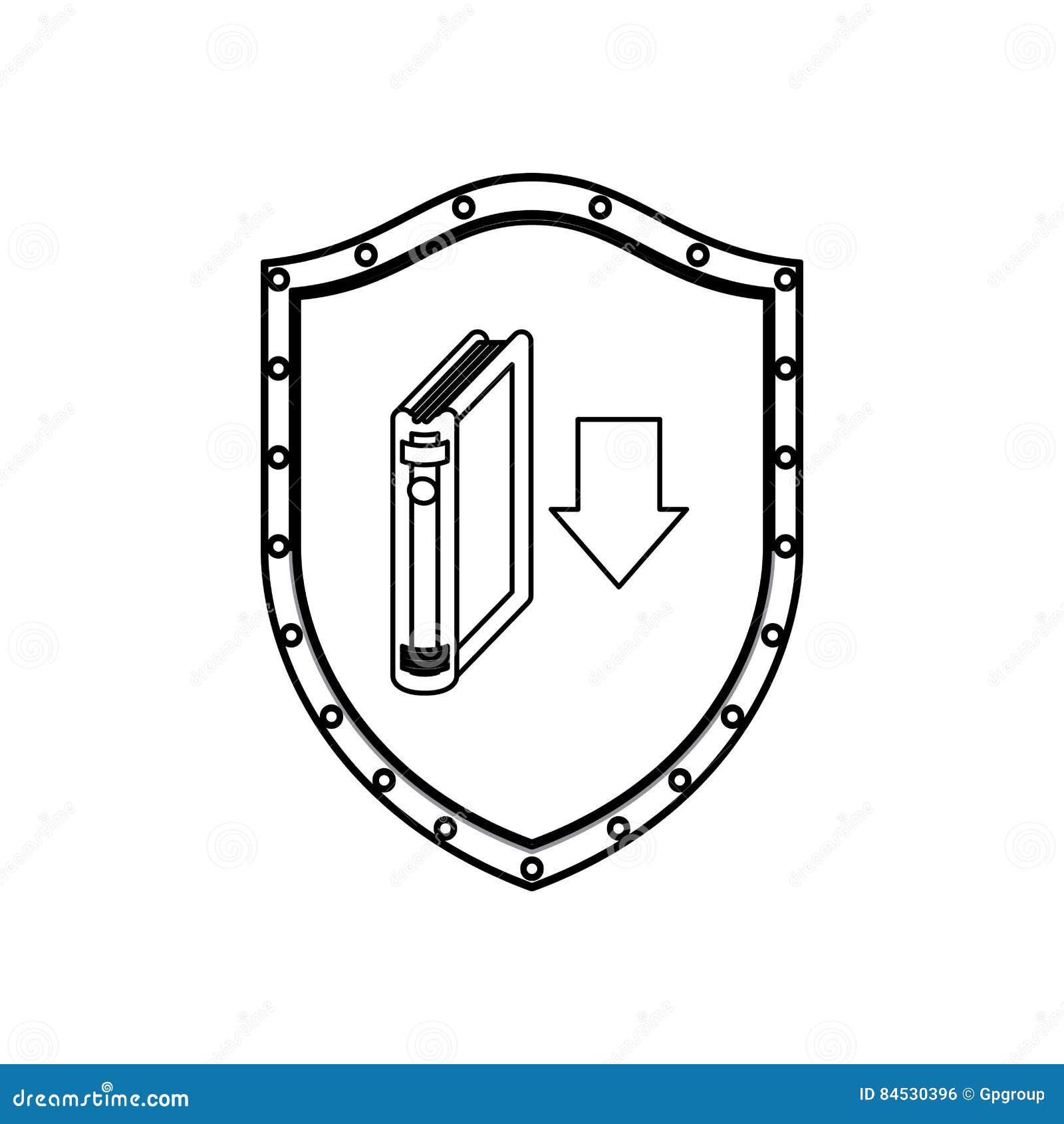 Silhouette Shield with Book and Arrow Icon Flat Stock Vector ...