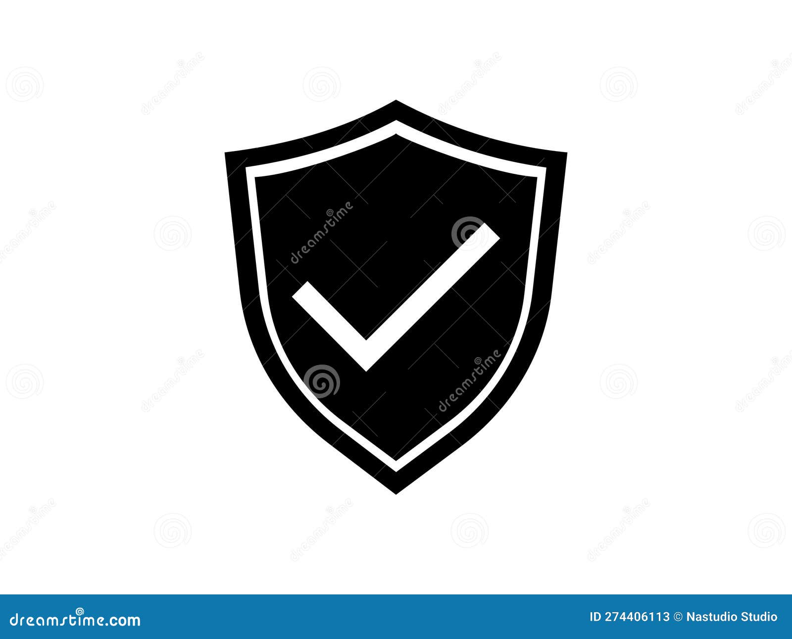Silhouette of the Shield Icon. Protect with a Check Mark Stock Vector ...