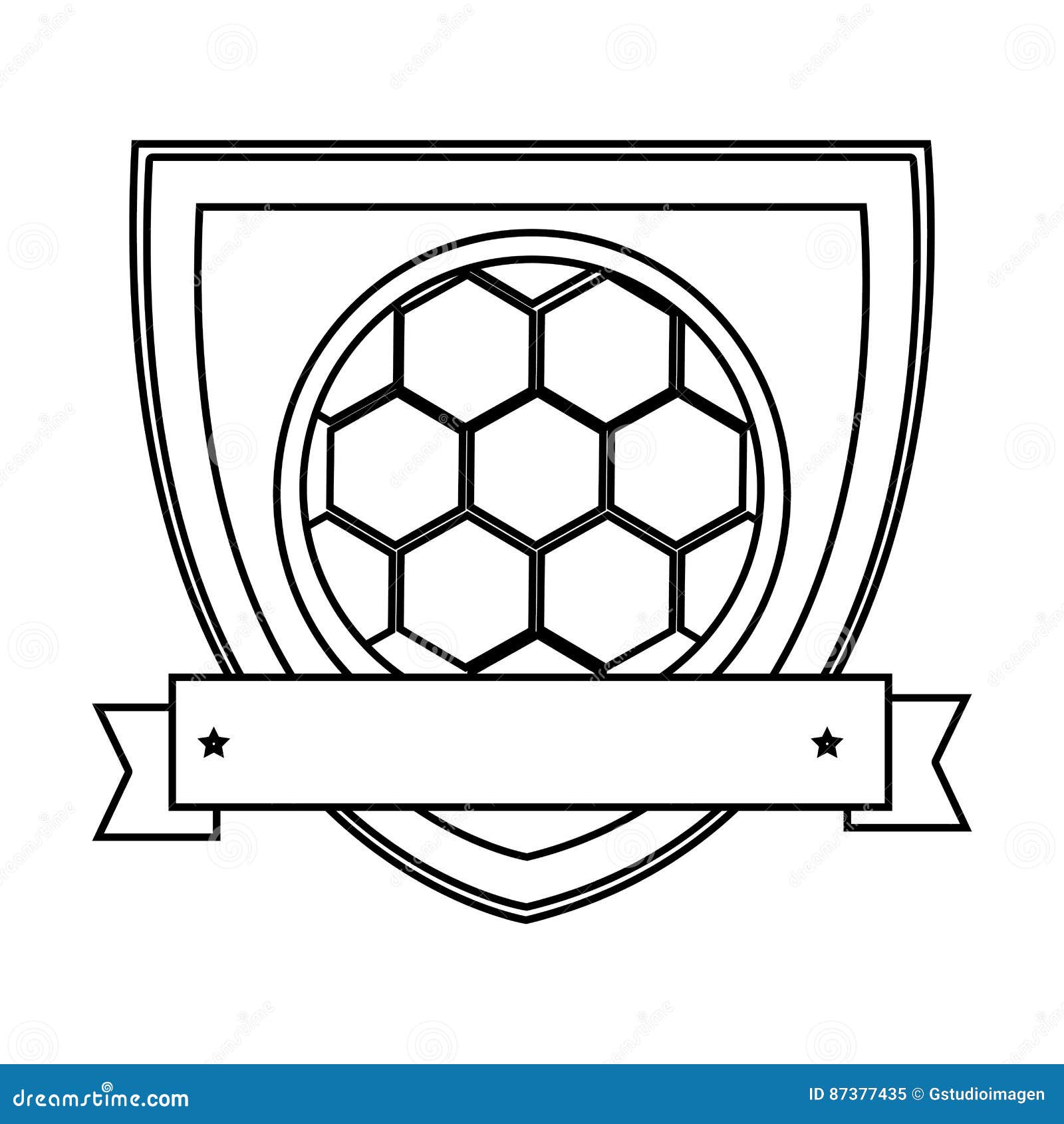 Silhouette Shield With Ribbon With Soccer Ball Cartoon Vector ...
