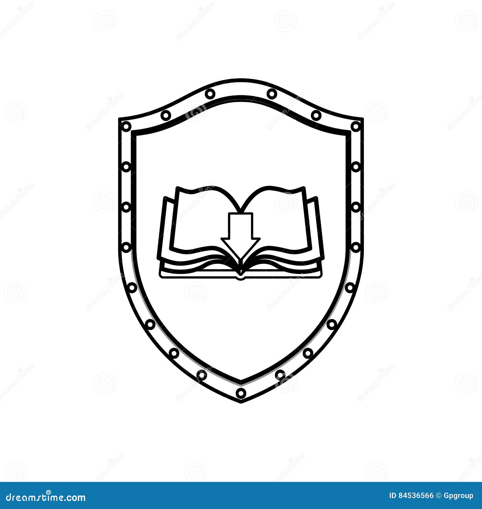 Silhouette Shield with Wavy Pages Book Stock Vector - Illustration of ...