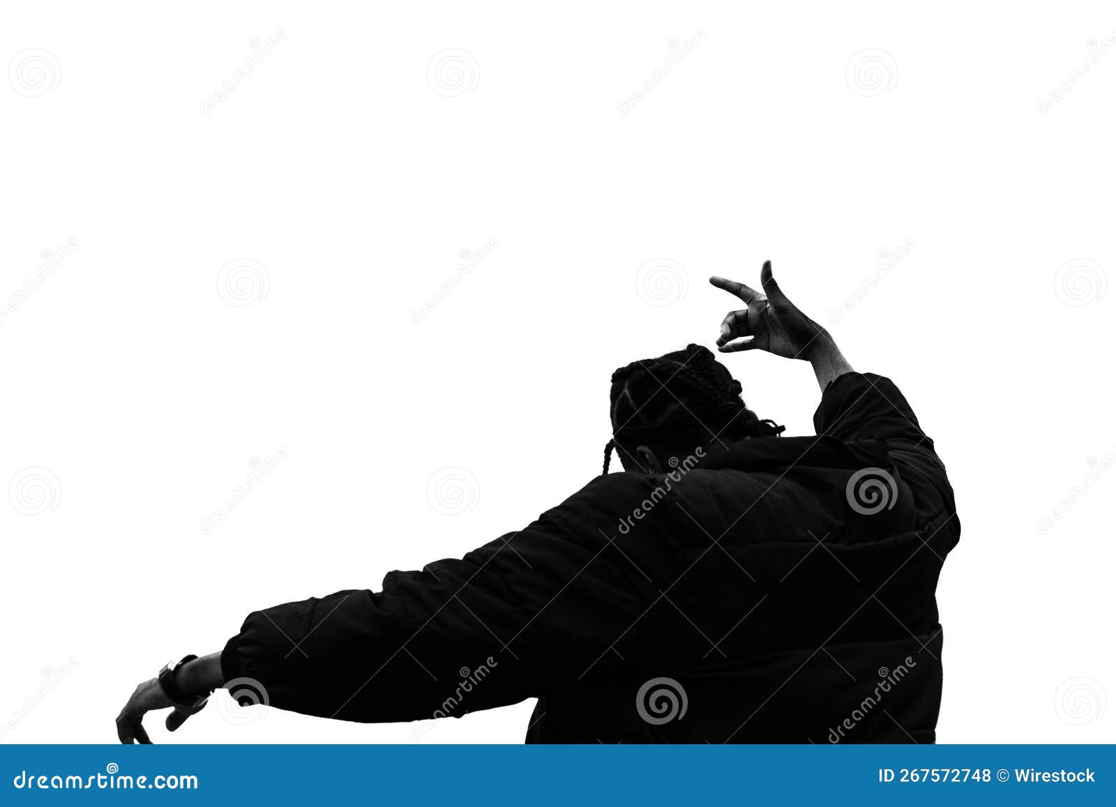 Silhouette Shot of a Man Vibing and Dancing Isolated on a White ...