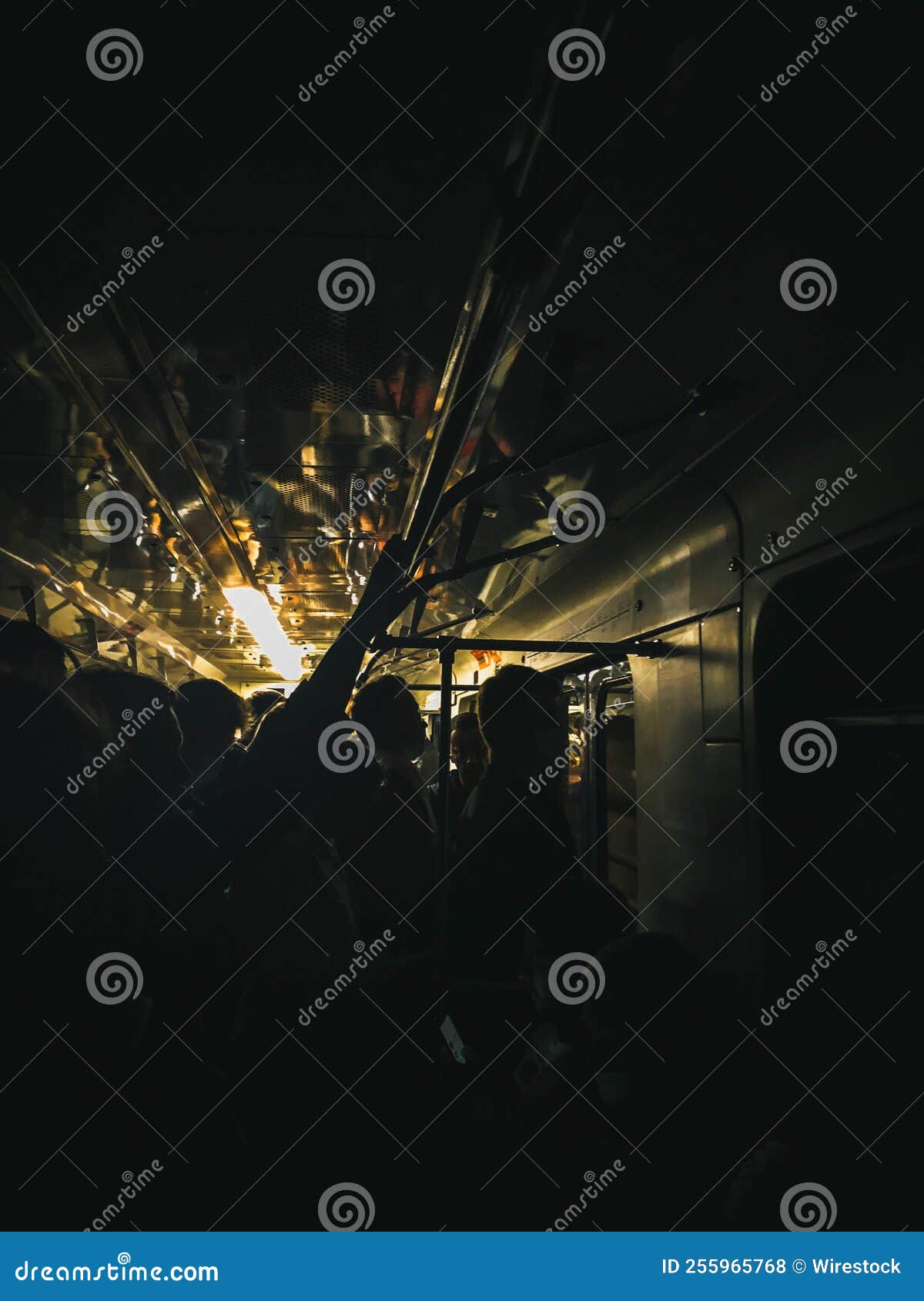 Silhouette Shot of People Standing Inside the Train Stock Photo - Image ...