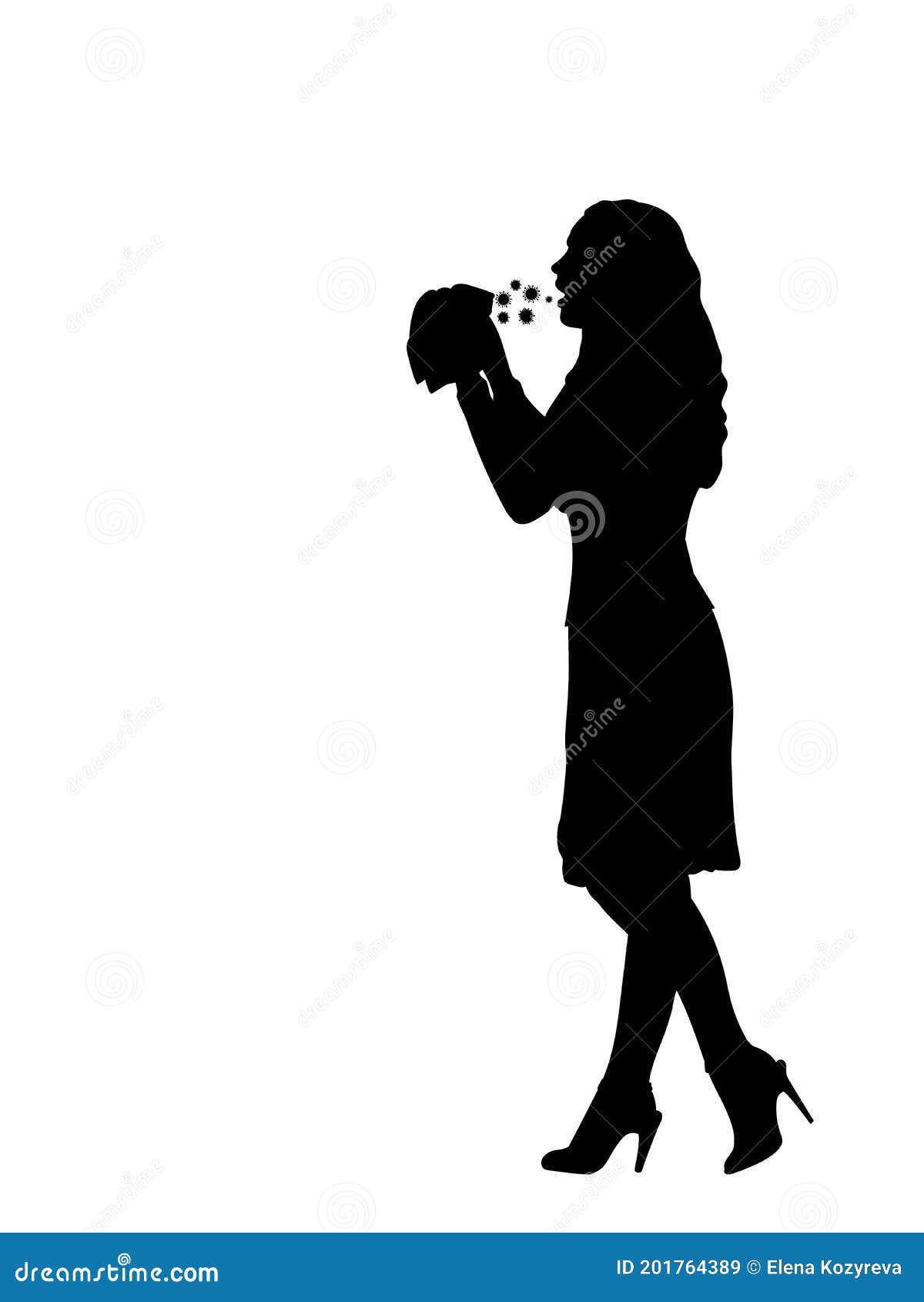 Silhouette of Sick Woman Spreading Virus Stock Vector - Illustration of ...