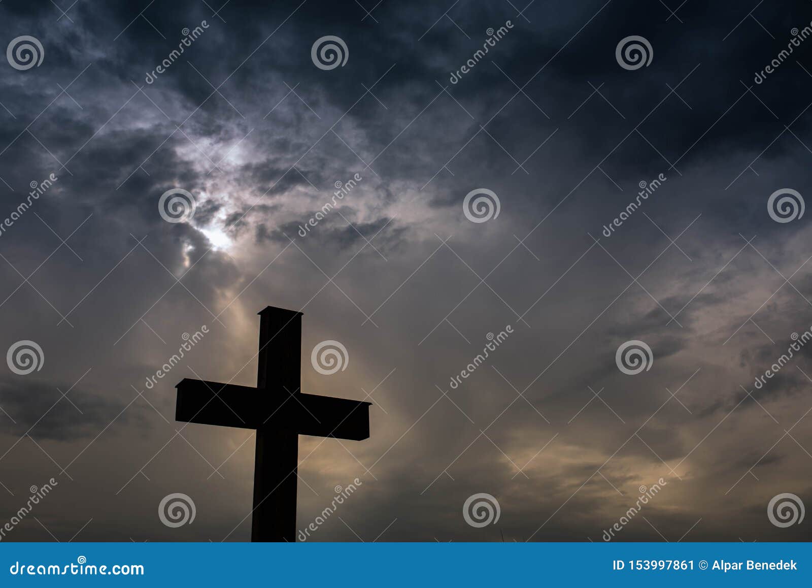 Silhouette of a Simple Catholic Cross, Dramatic Stormclouds after Heavy ...