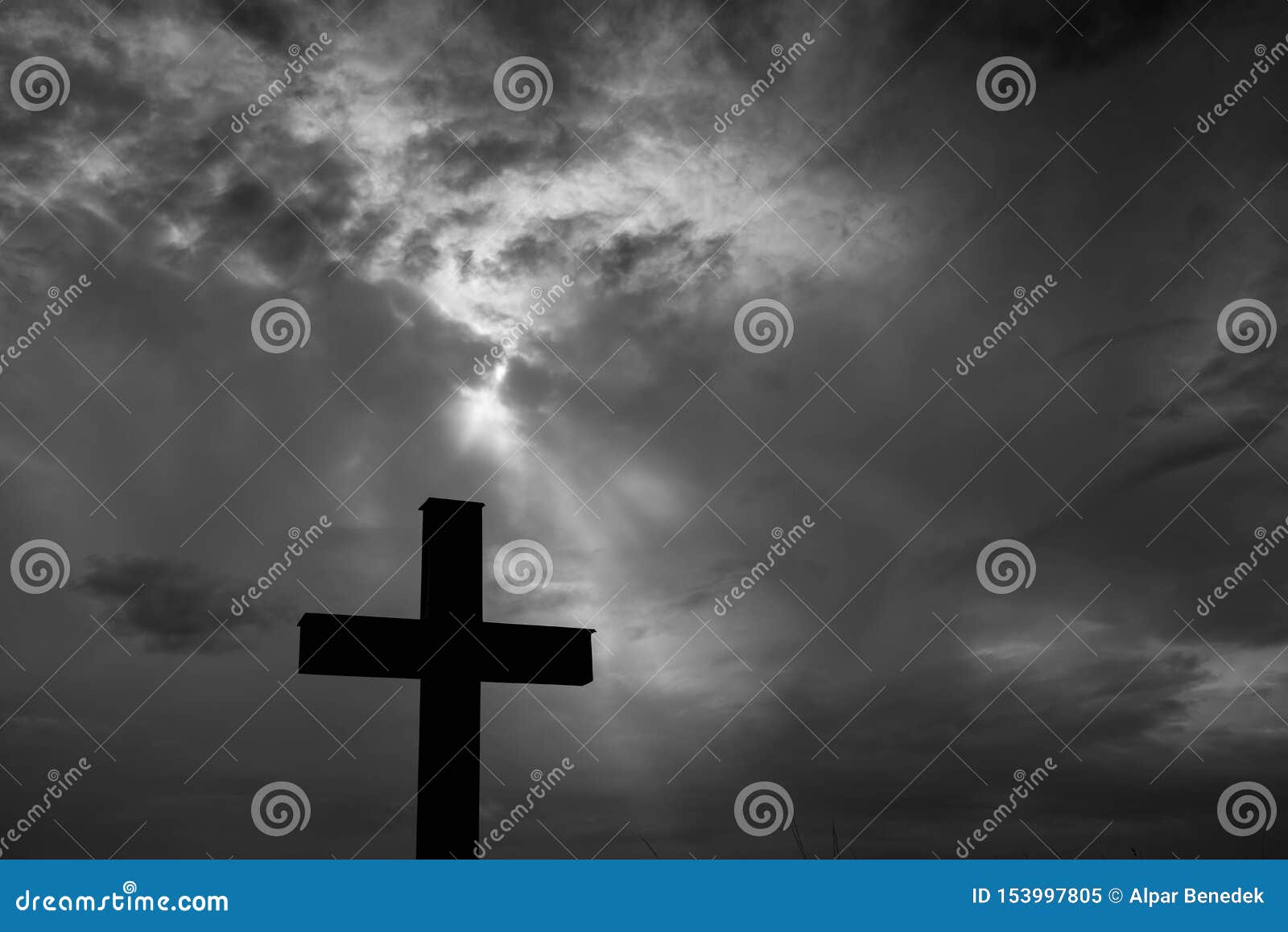Silhouette of a Simple Catholic Cross, Dramatic Stormclouds after Heavy ...