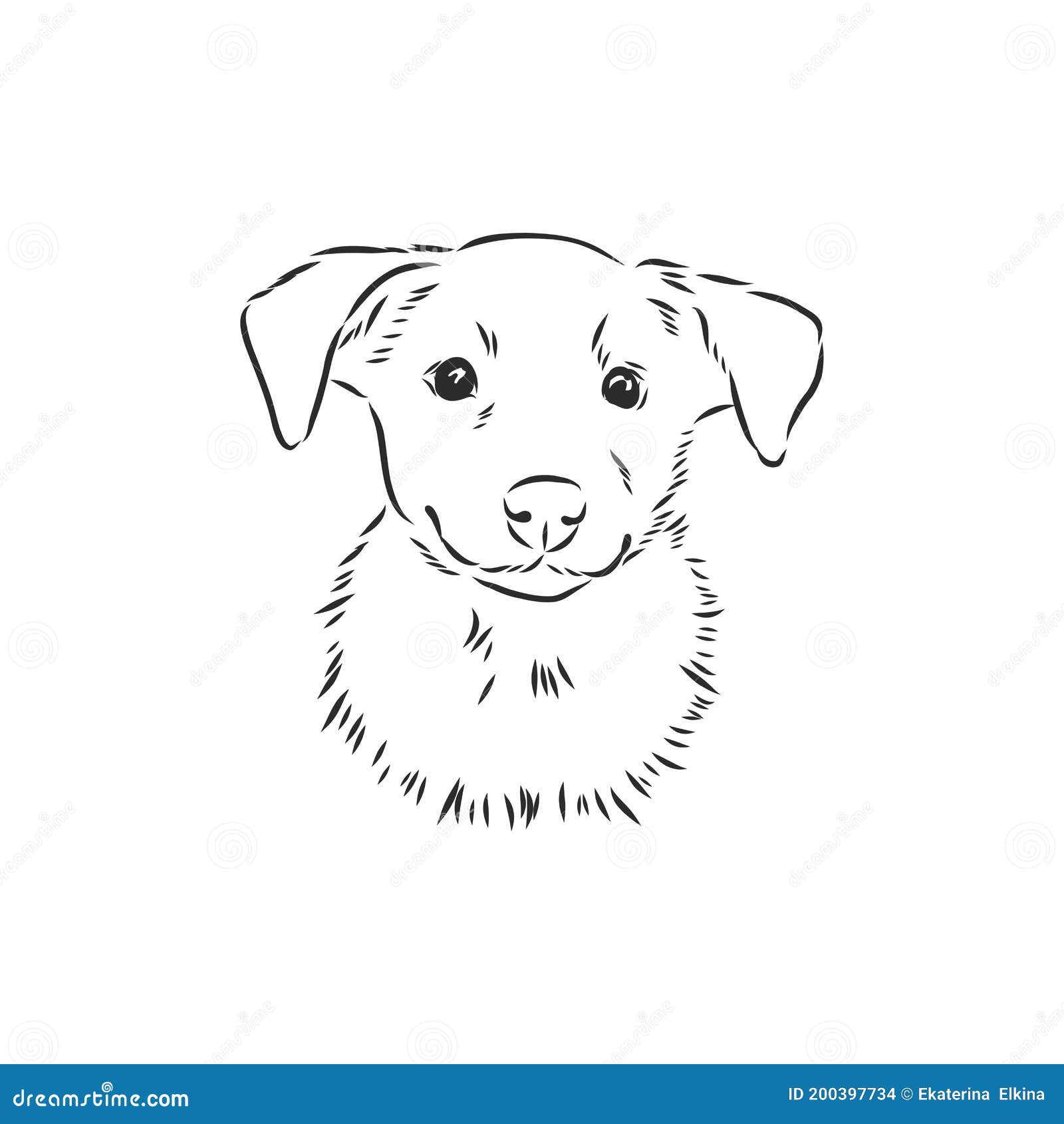Silhouette Simple Head Dog. Vector Illustration. Portrait of a Dog ...