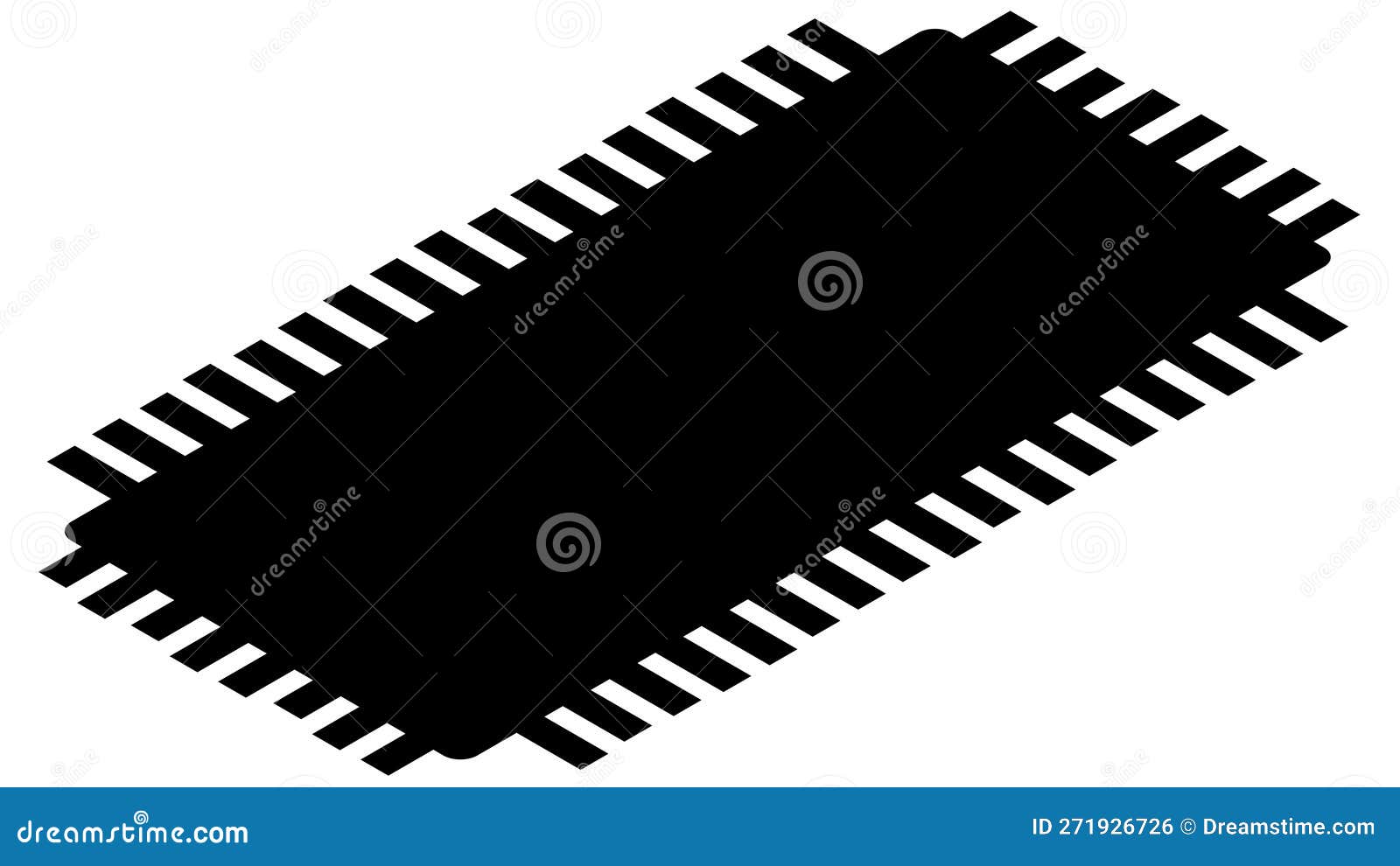 Silhouette Of Simple Isometric Schematic Chip Or Component For