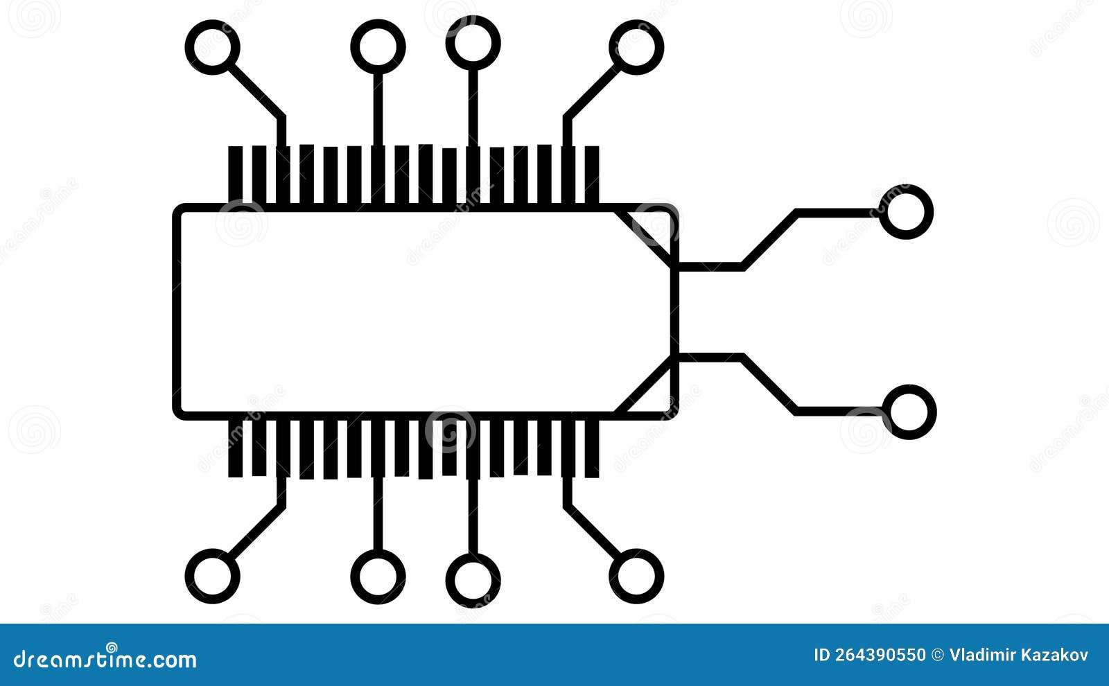 Silhouette of Simple Schematic Chip or Component for Microcircuits ...