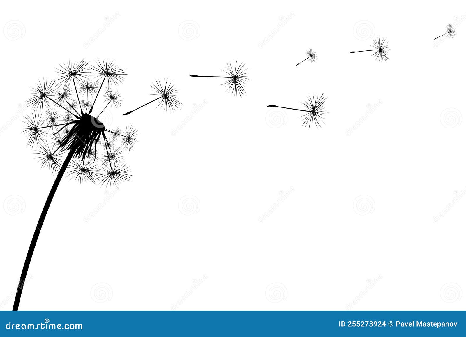 Silhouette of a Simple Single Dandelion Stock Vector - Illustration of ...