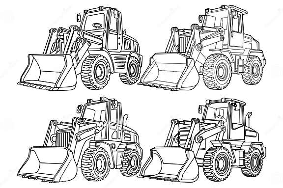 Silhouette Simple Vector Line Drawing of a Digger Stock Illustration ...
